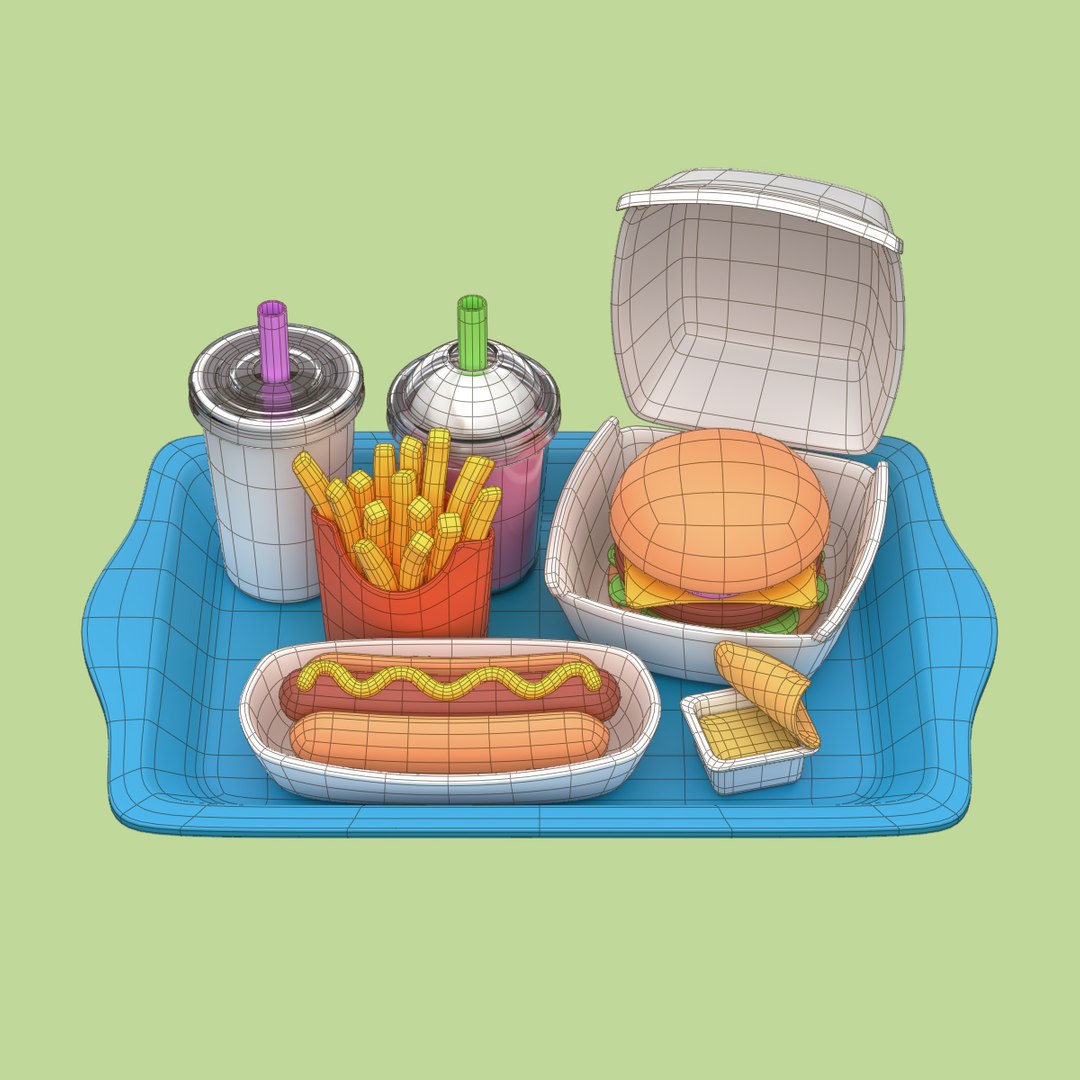 Stylized Cartoon Fast Food Collection 3D model - TurboSquid 1830624