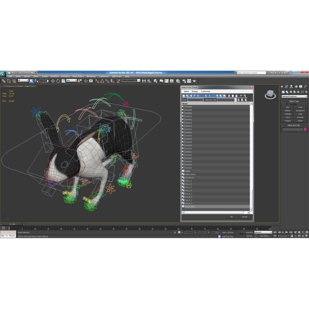 3d black rabbit rigged model