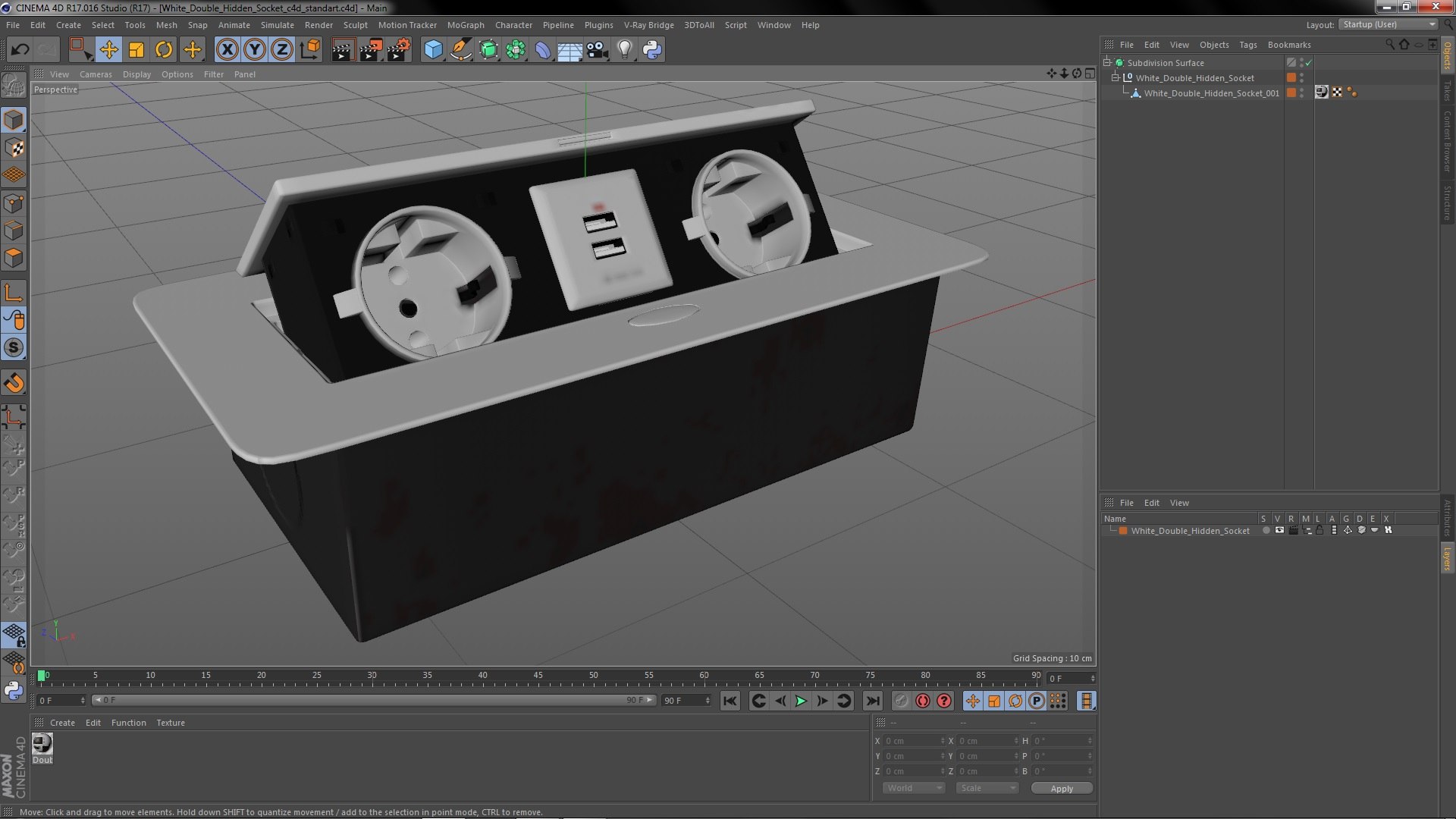 3D model White Double Hidden Socket - TurboSquid 2079654