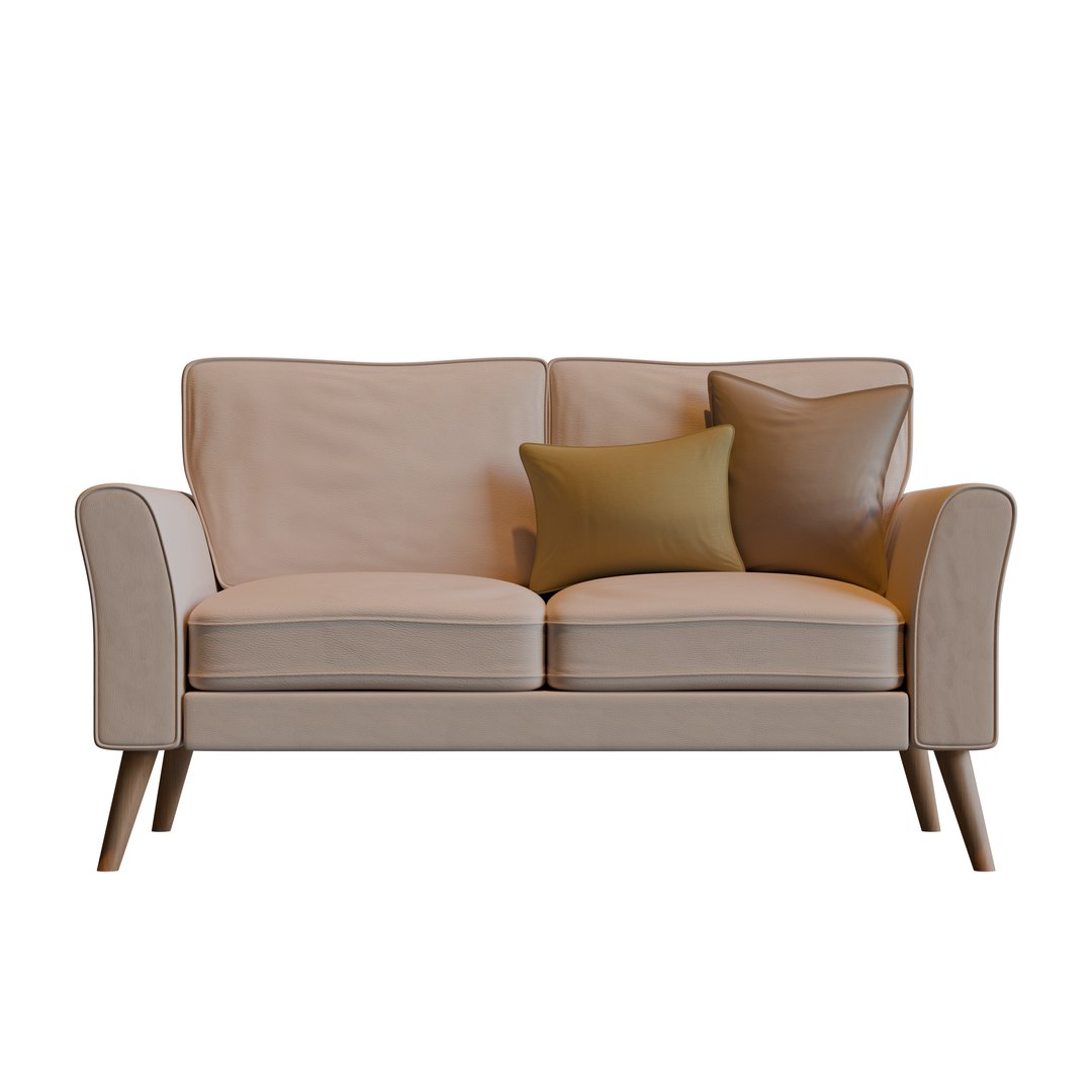 3D Beige Two Seater Sofa Model - TurboSquid 2427383