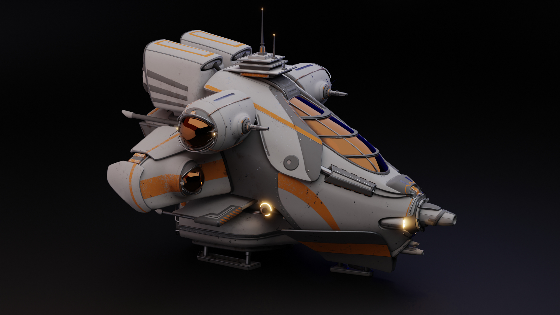 3D Model Lowpoly Sci-fi Spaceship - TurboSquid 2105121