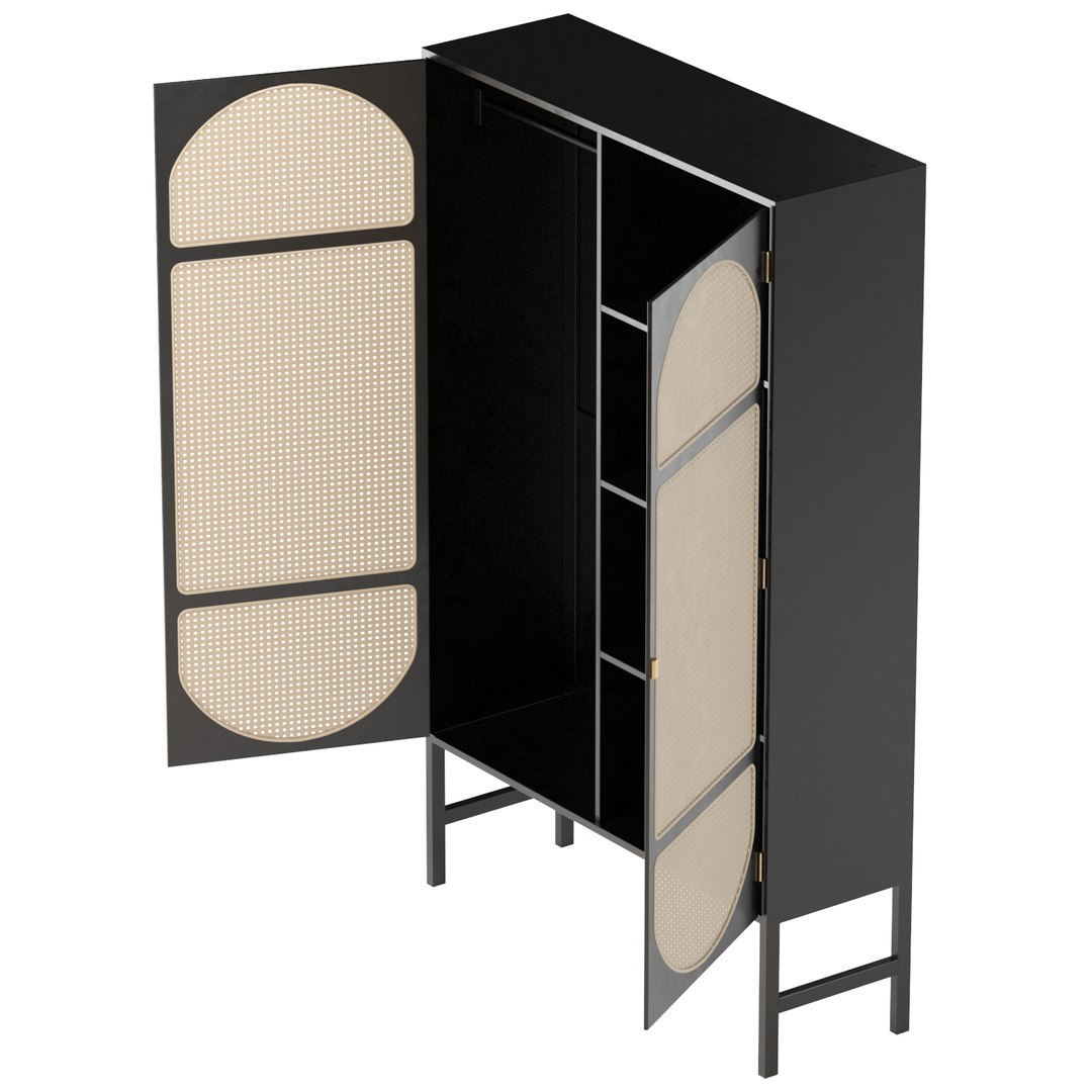 3D HK-Living Retro Webbing Cabinet Black - TurboSquid 1870802