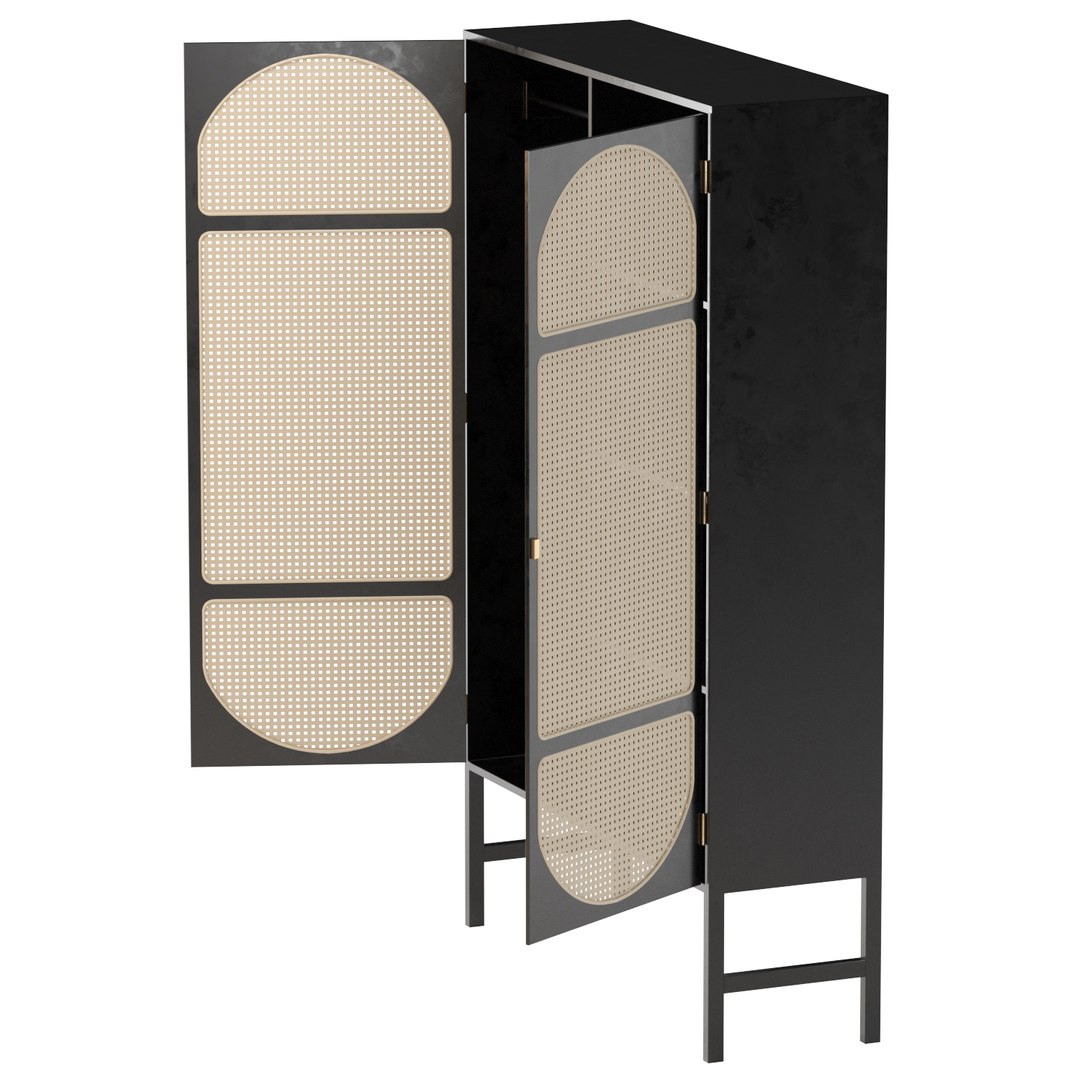 3D HK-Living Retro Webbing Cabinet Black - TurboSquid 1870802