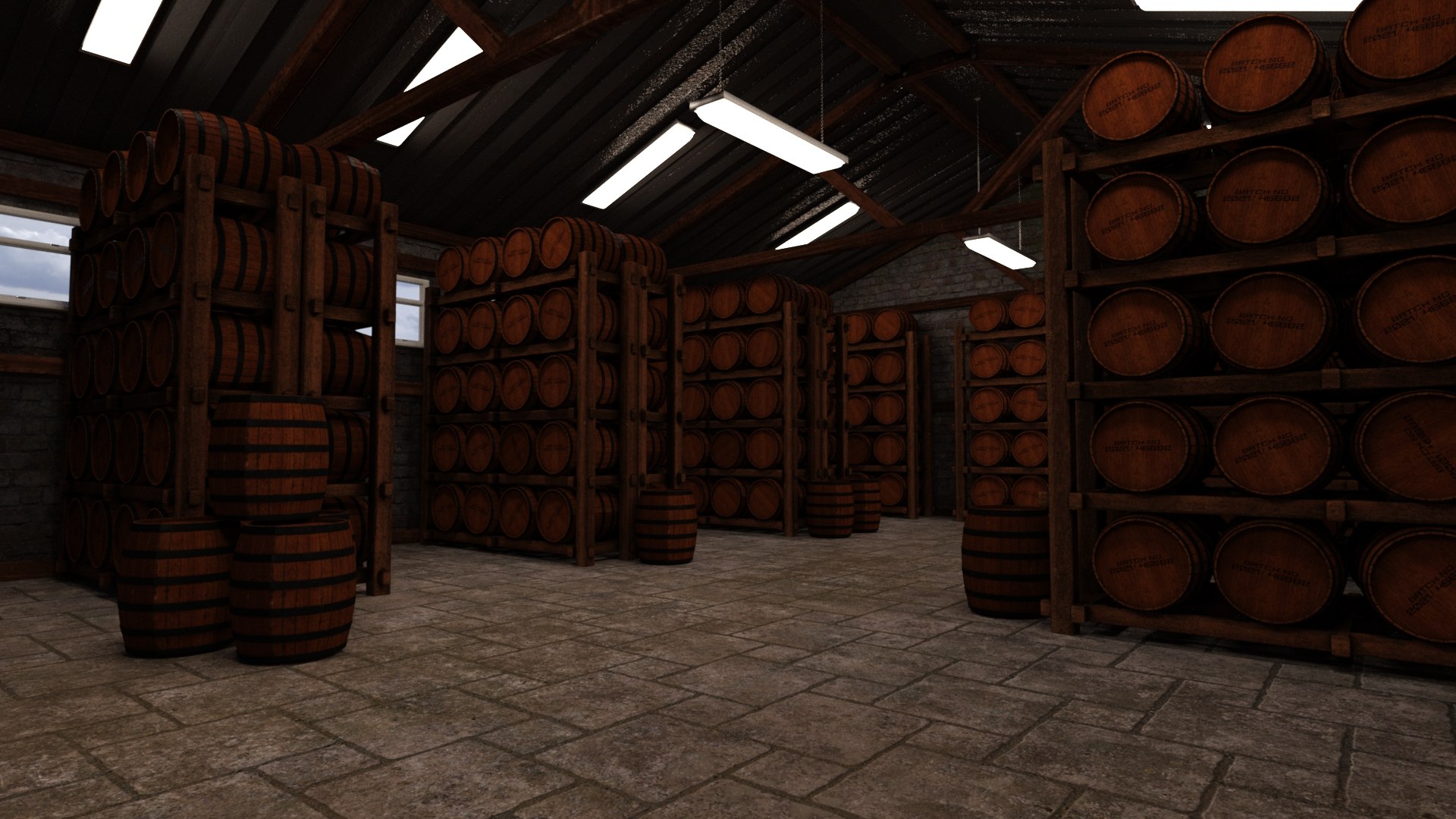 Whiskey Barrel Rickhouse 3D Model - TurboSquid 1772320