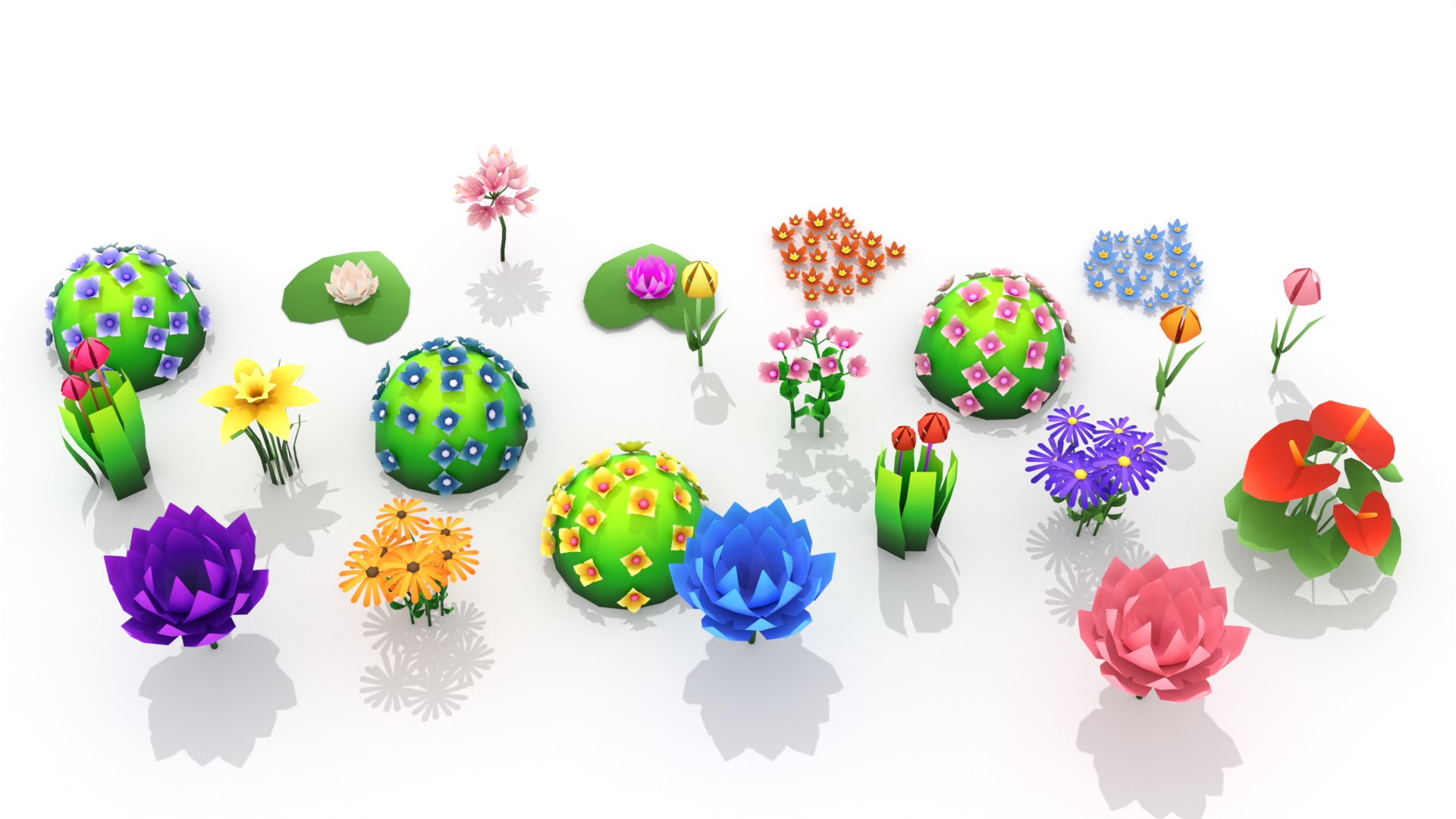 Stylize Low Poly Flowers Pack 01 3D - TurboSquid 1820818