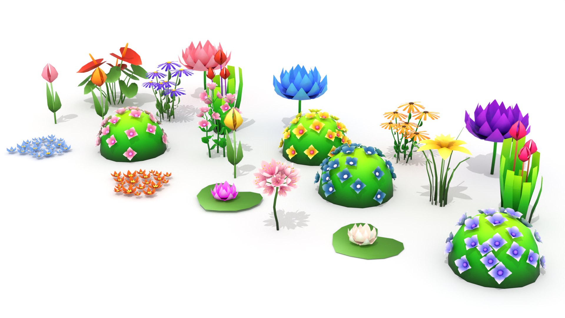 Stylize Low Poly Flowers Pack 01 3D - TurboSquid 1820818