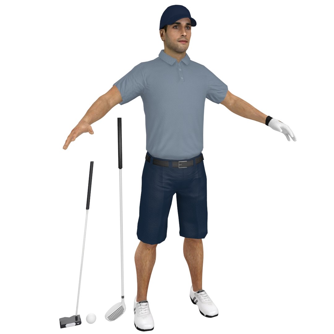 Golfer clubs man 3D - TurboSquid 1355381