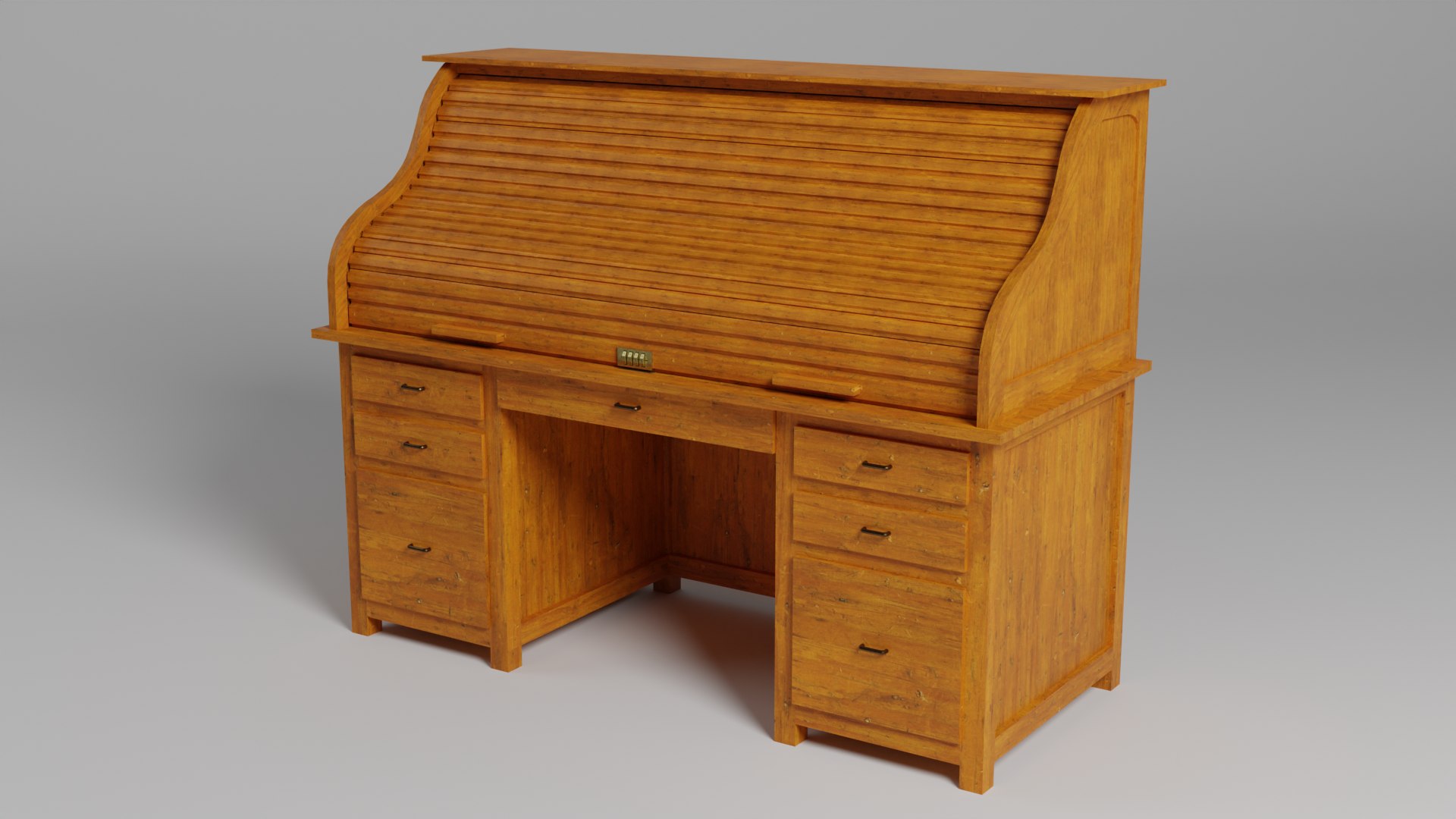 Rolltop Desk Animated 3D Model - TurboSquid 2073069