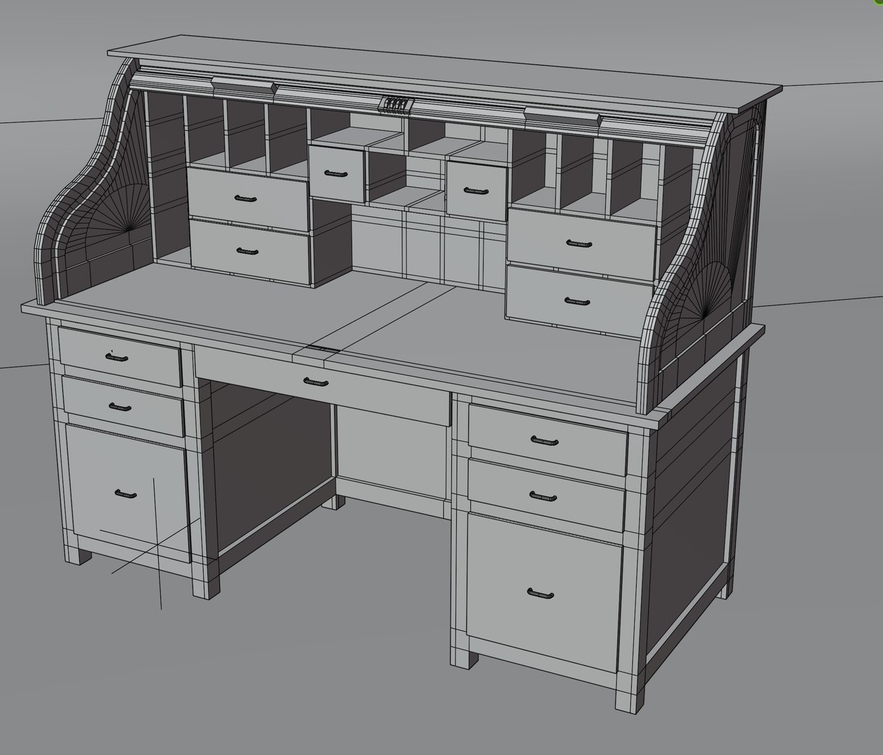 Rolltop Desk Animated 3D Model - TurboSquid 2073069