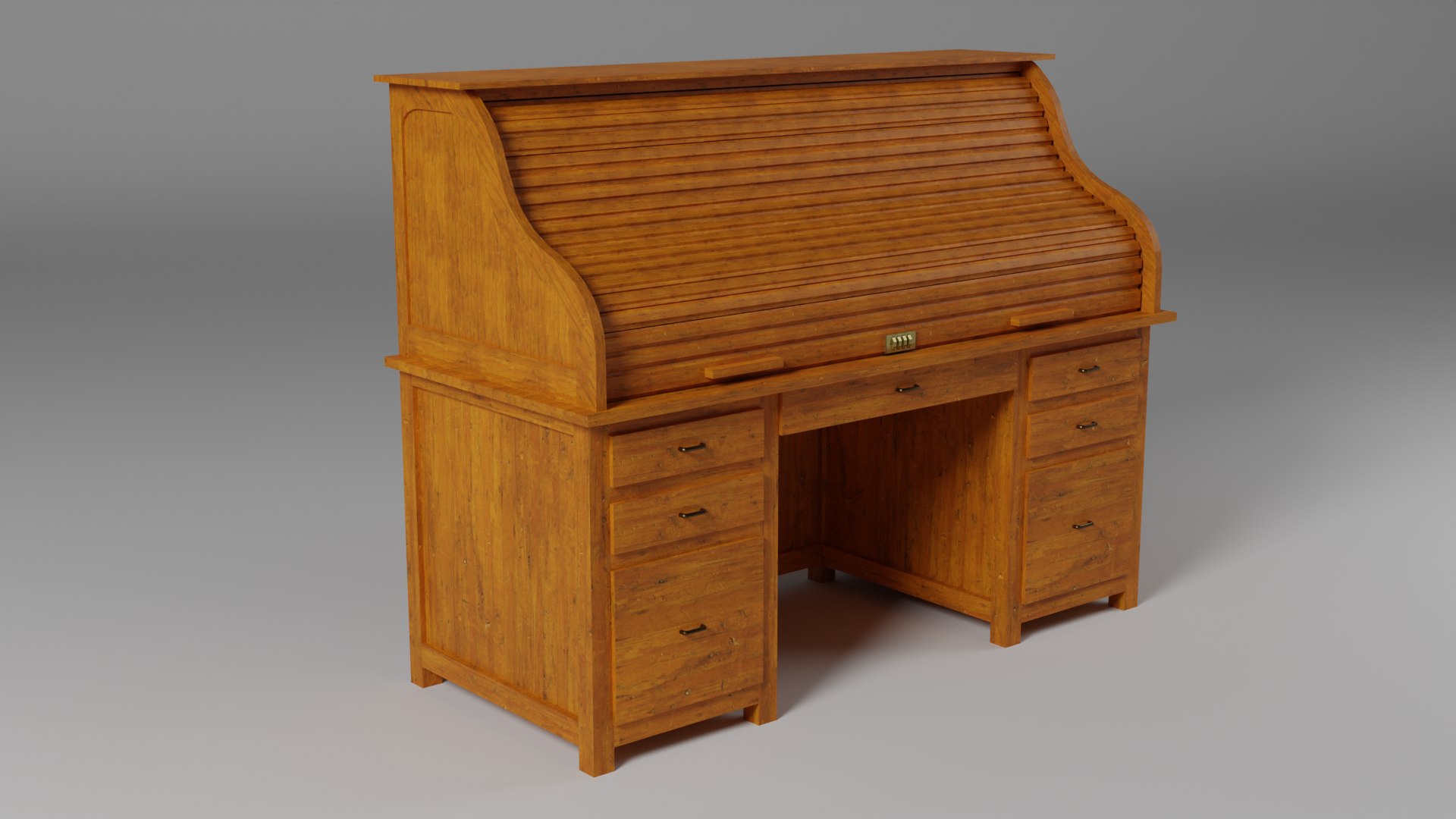 Rolltop Desk Animated 3D Model - TurboSquid 2073069