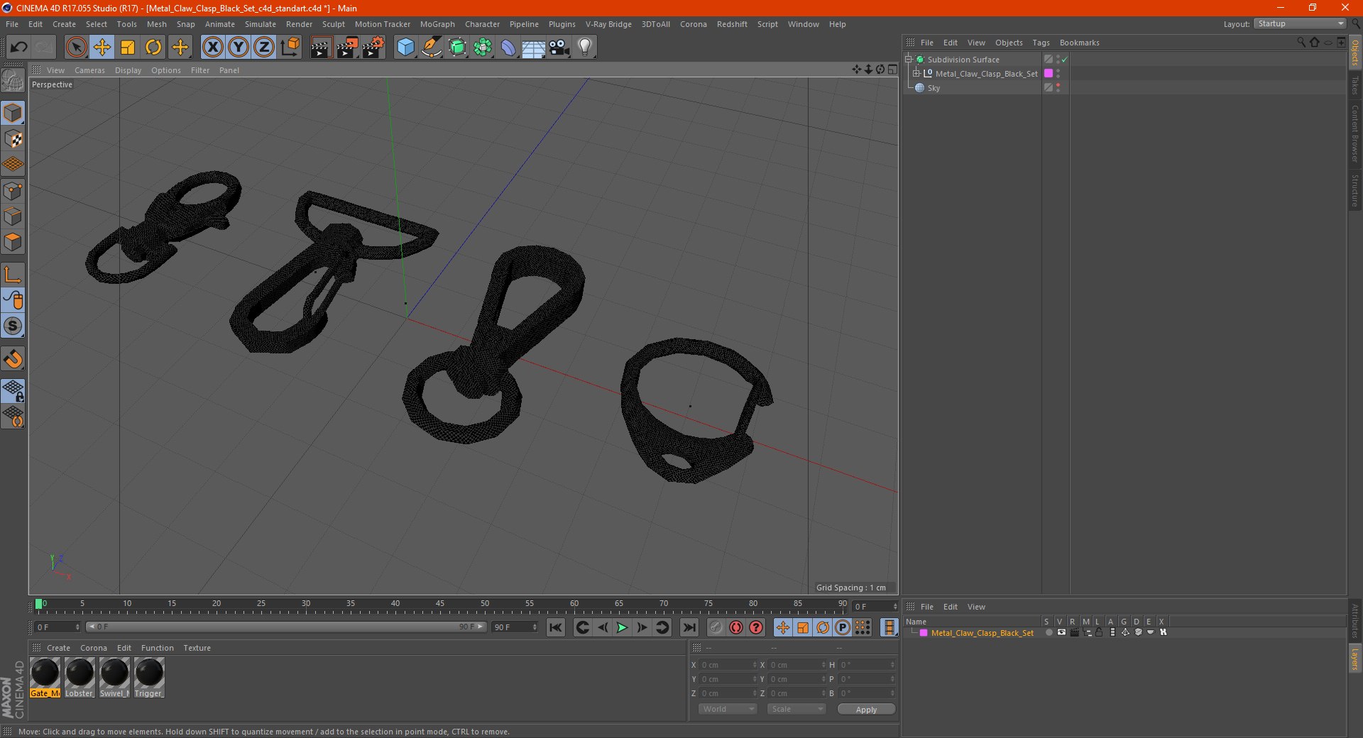 Metal Claw Clasp Black Set 3D - TurboSquid 1777268