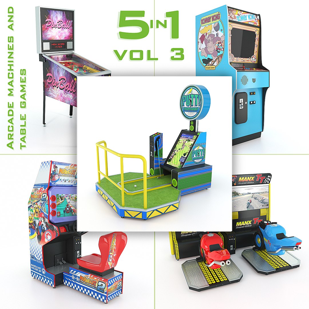 3D Model Arcade Game Machines And Table Games 5in1 Vol 3 - TurboSquid ...