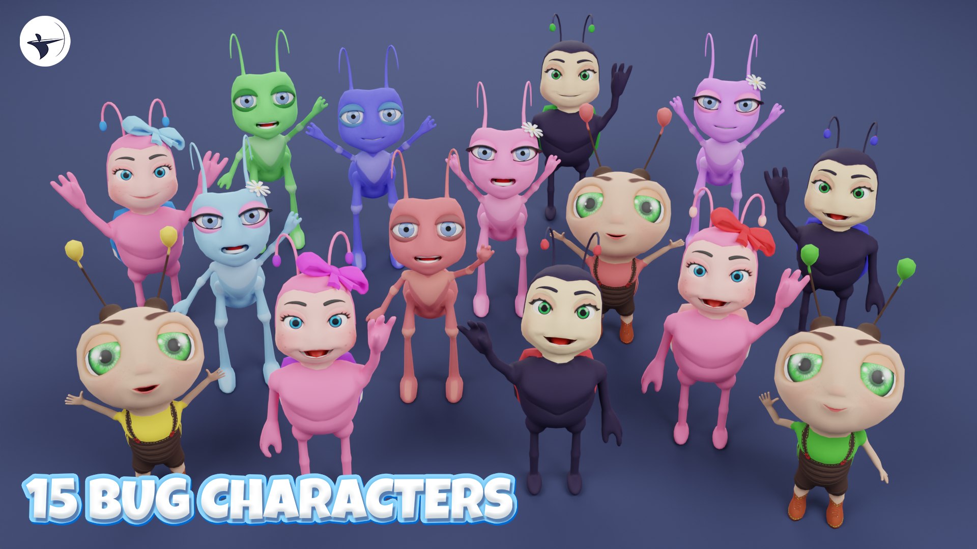 Bugs City Cartoon Town Stylized Environment With 15 Rigged Insect ...