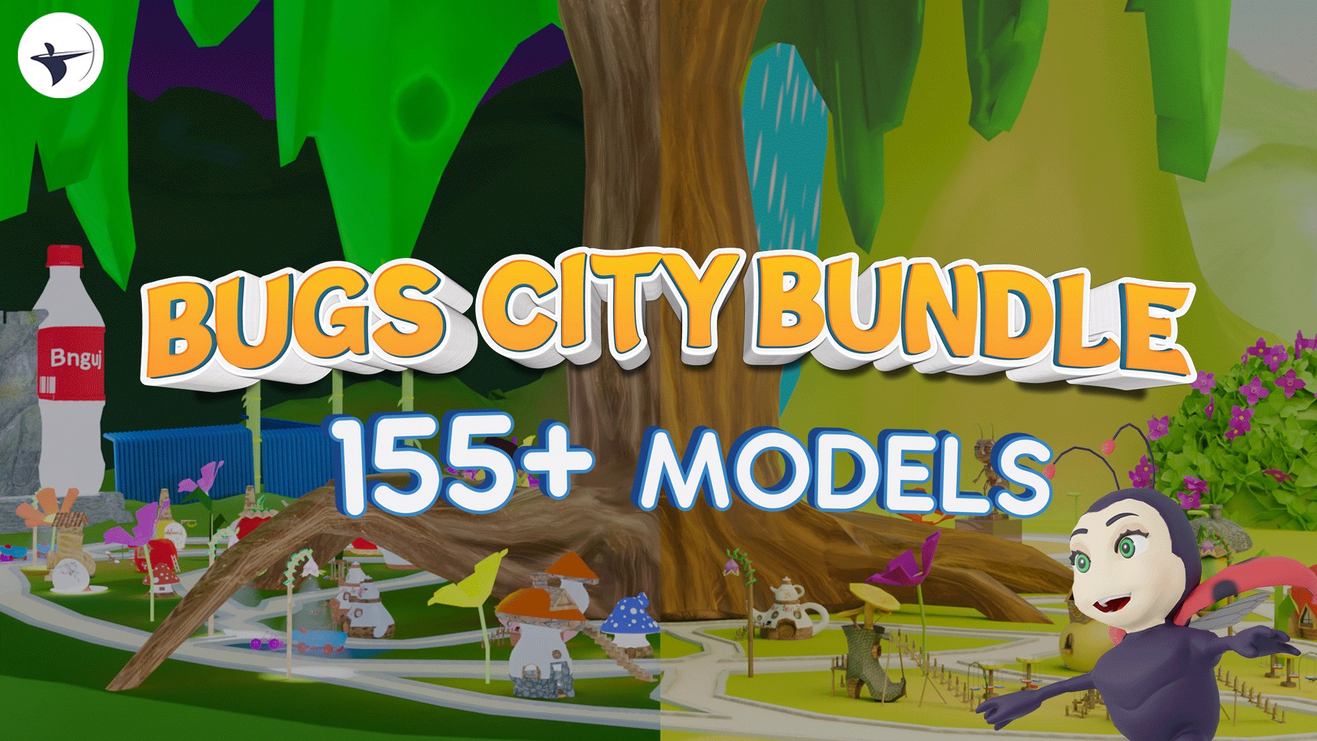 Bugs City Cartoon Town Stylized Environment With 15 Rigged Insect ...