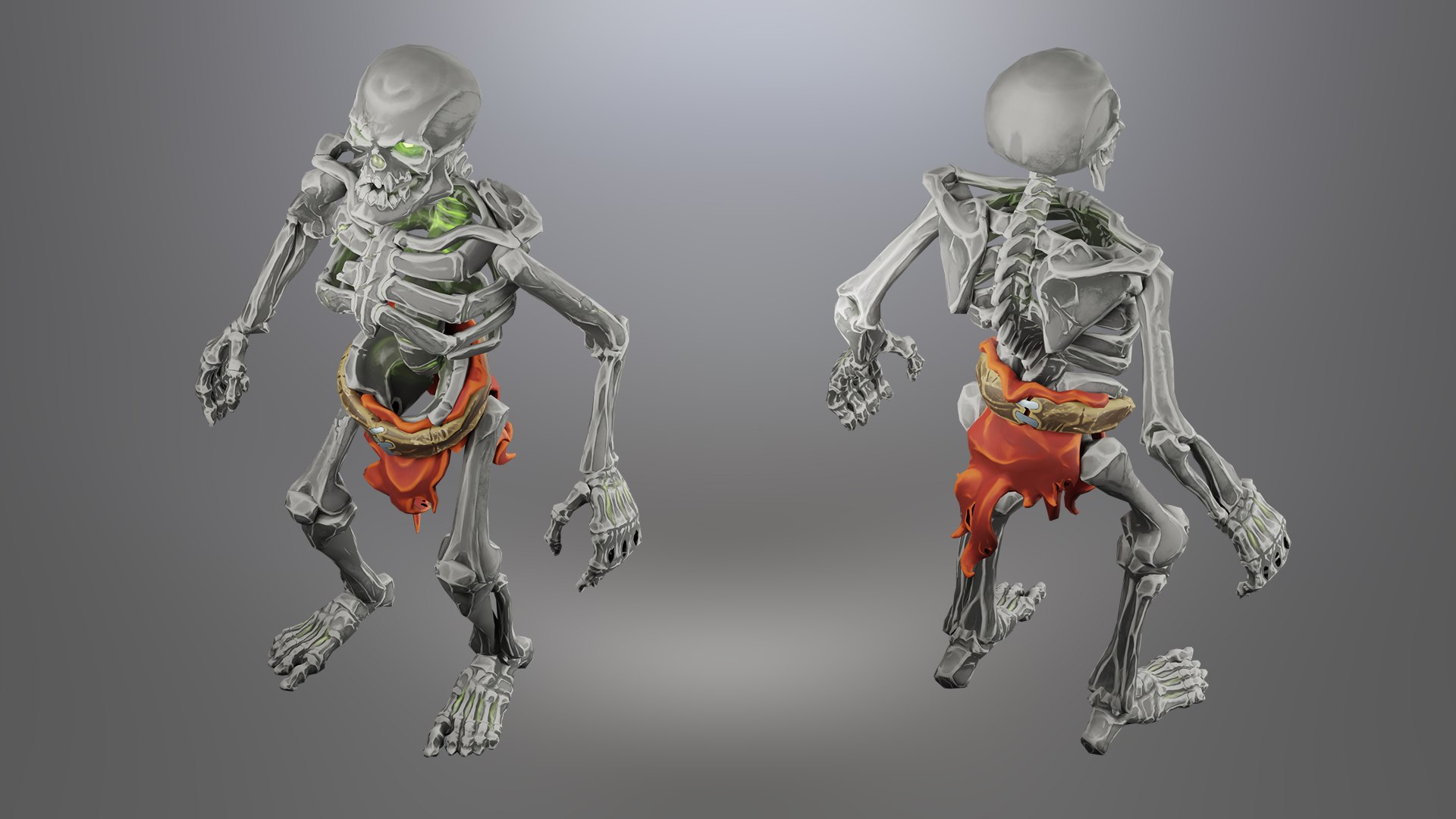 Game Ready Skeleton Character With 24 Animations Model - TurboSquid 2158816