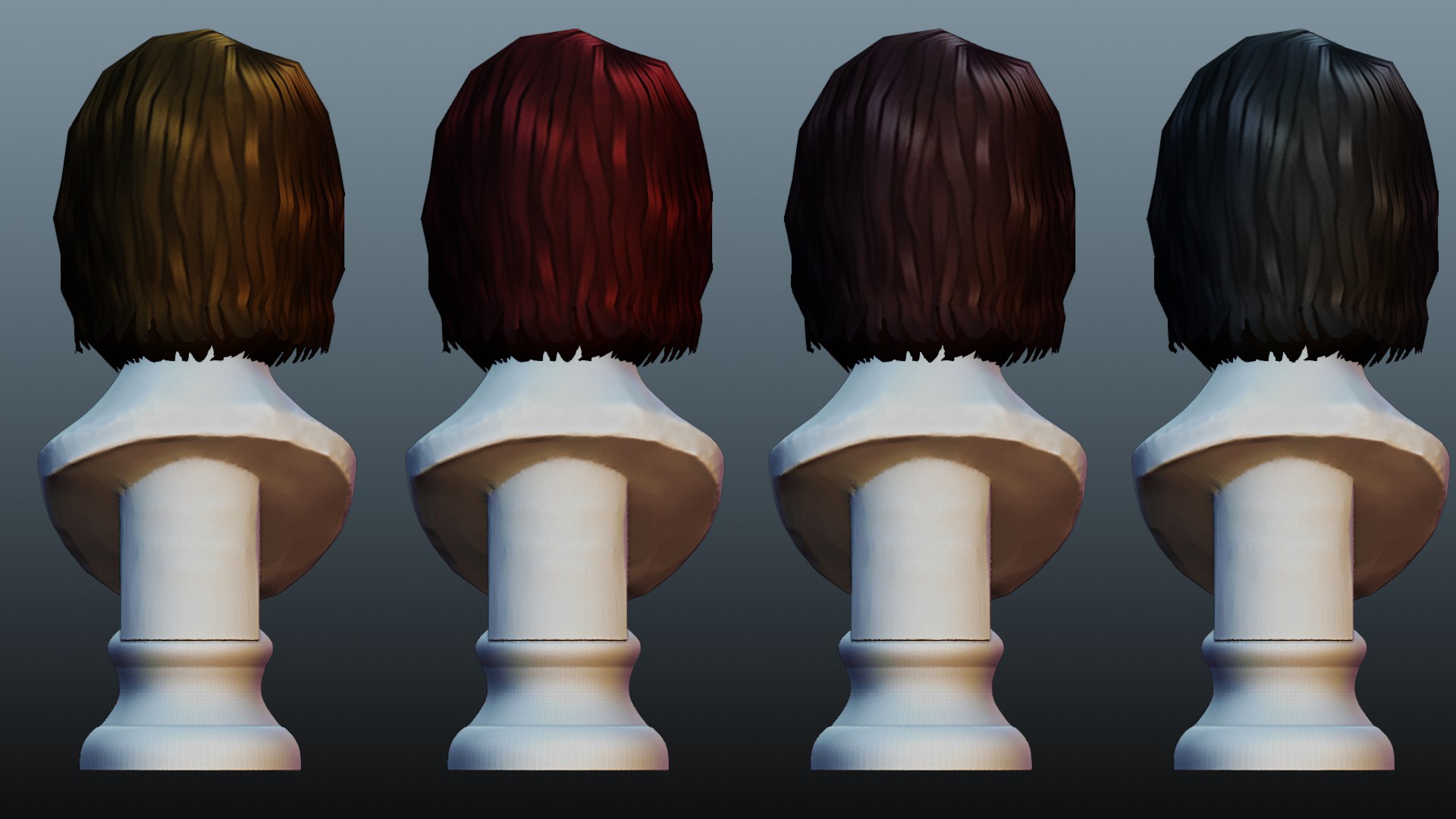 Female Hair Low Poly 4 Color Model - TurboSquid 2126242