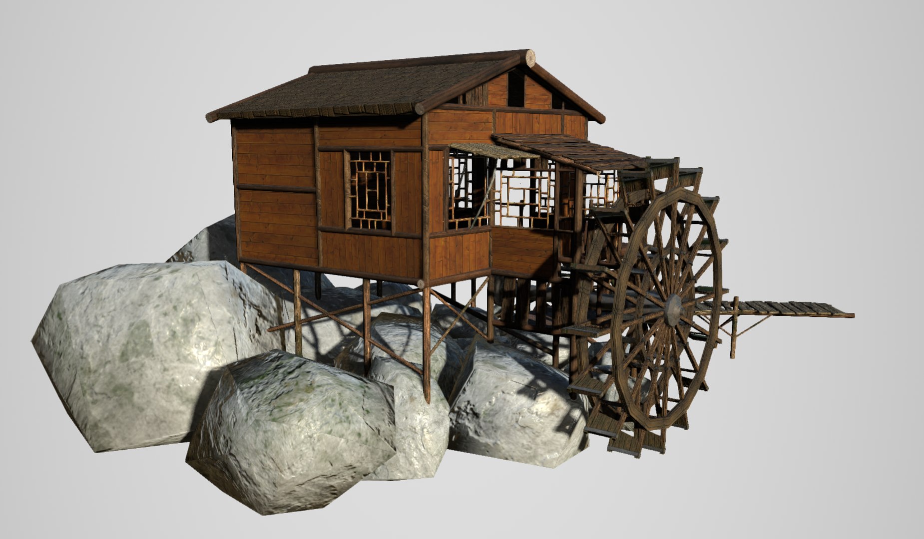 stylized watermill 3d model