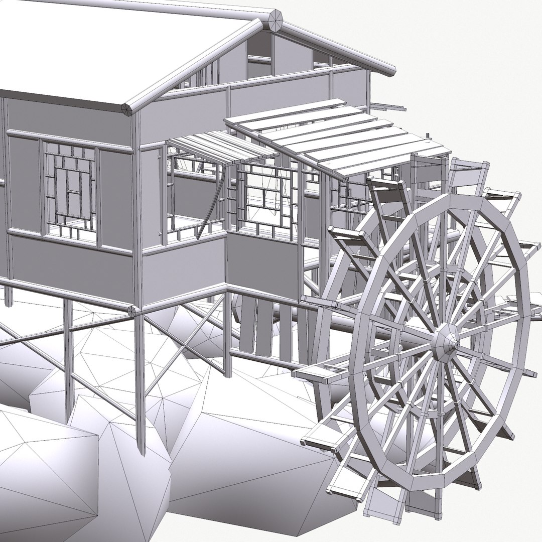 stylized watermill 3d model