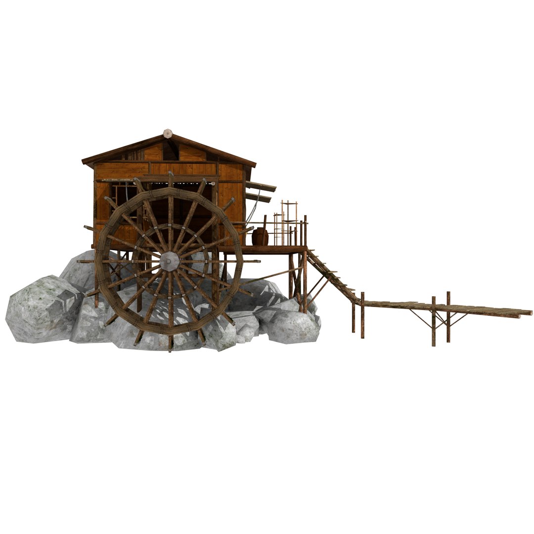 stylized watermill 3d model