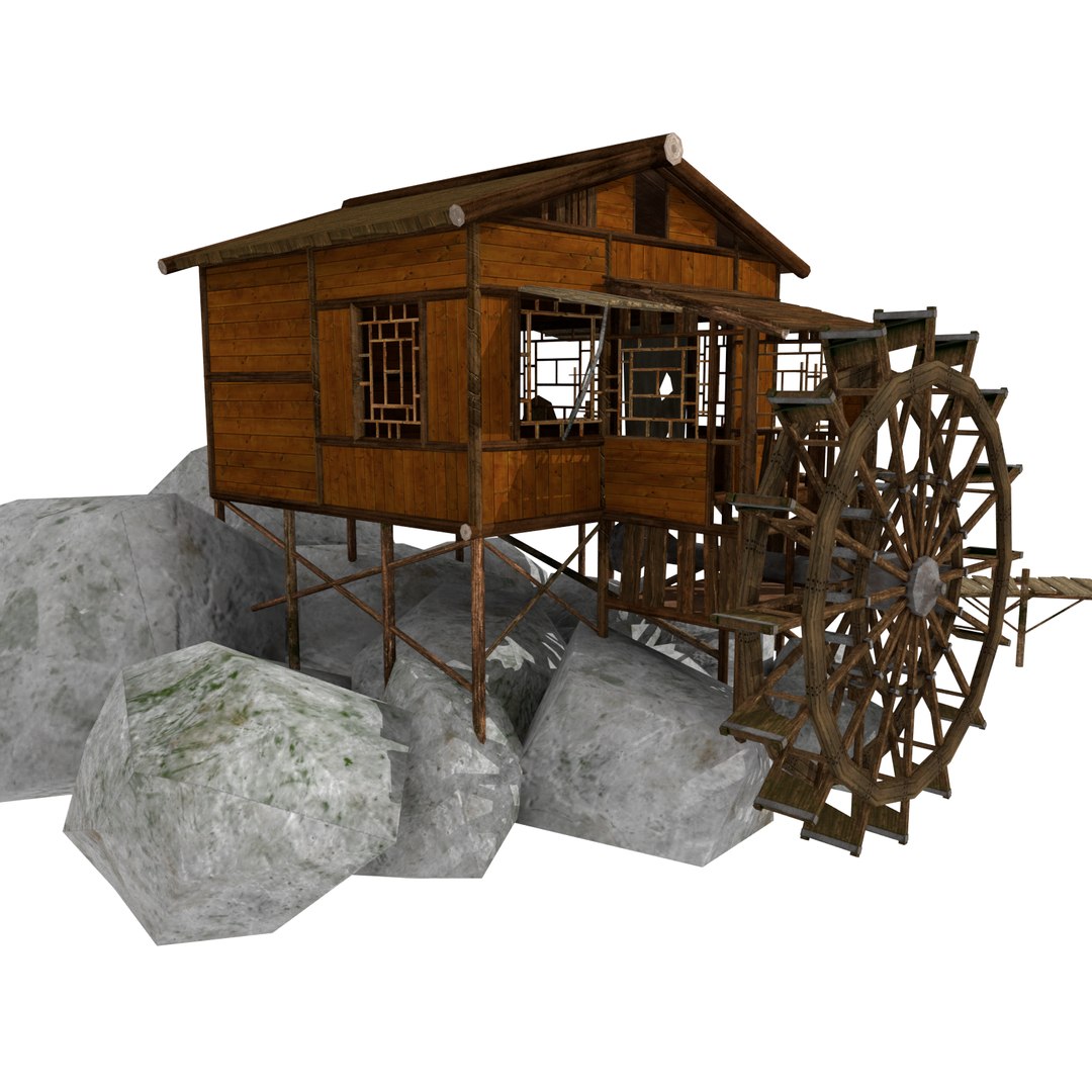 stylized watermill 3d model