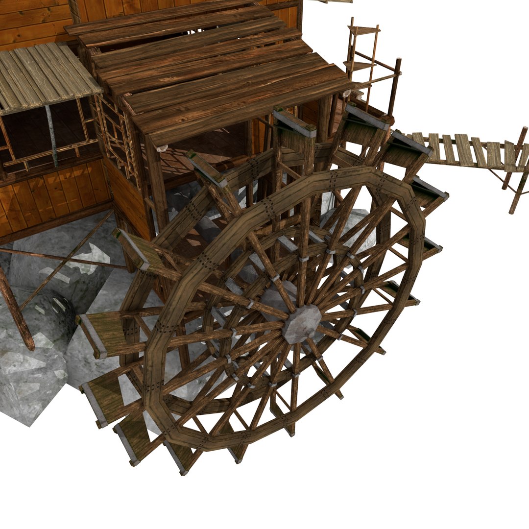 stylized watermill 3d model
