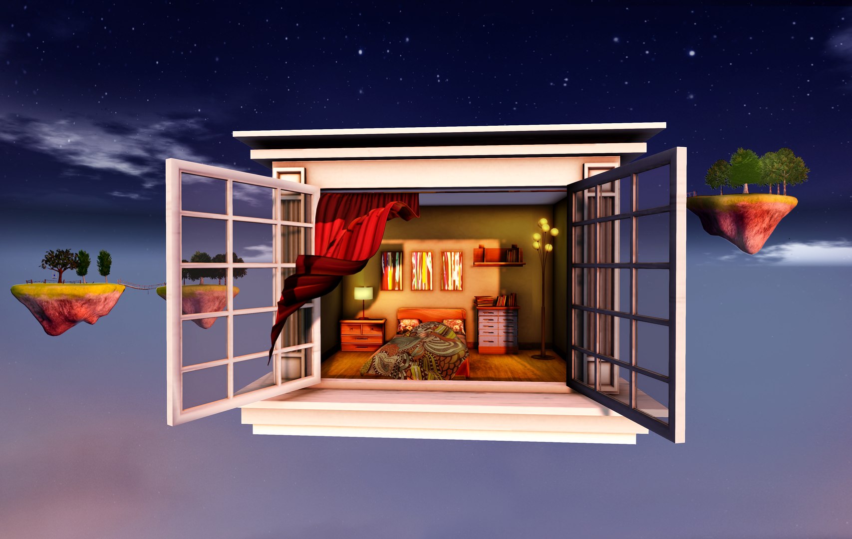 Flying window skybox 3D model - TurboSquid 1520315