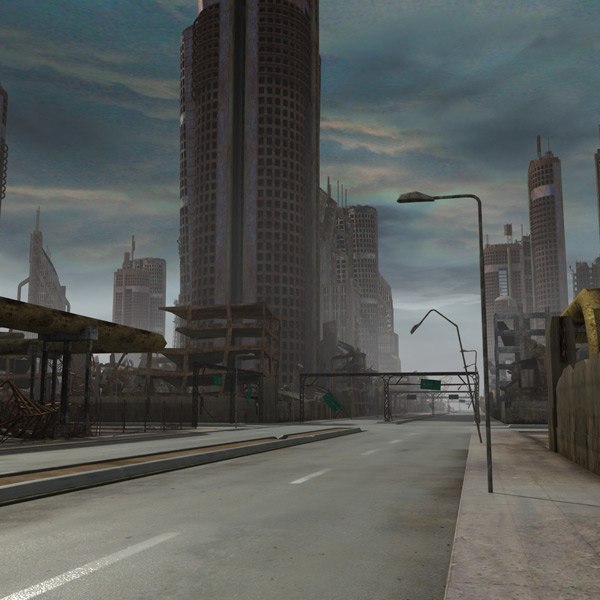 ruined destroyed city 3d model