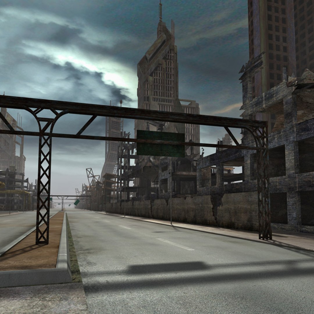 Ruined Destroyed City 3d Model