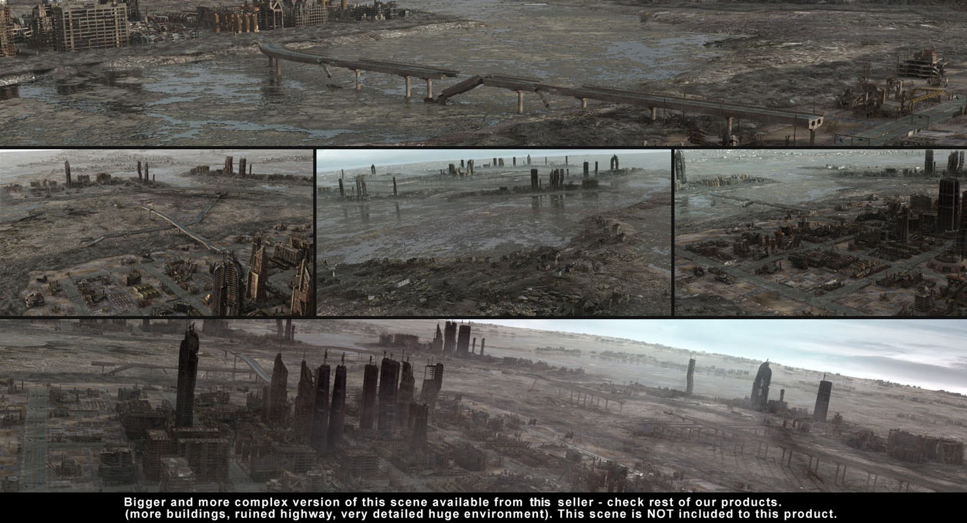 Ruined Destroyed City 3d Model