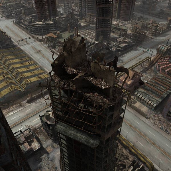ruined destroyed city 3d model