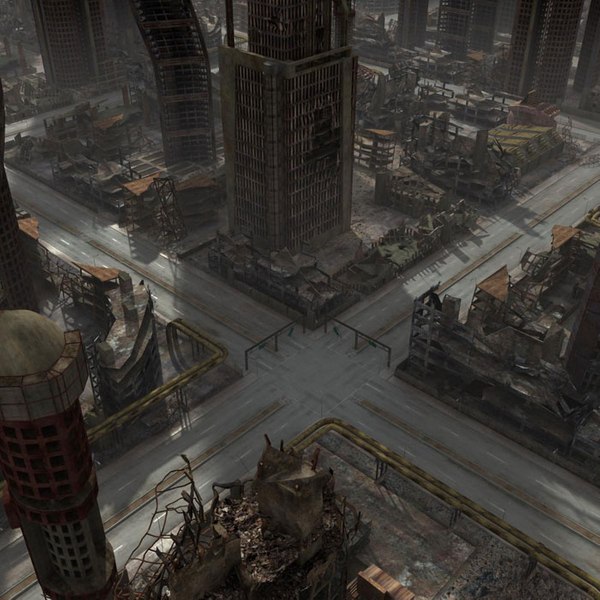 ruined destroyed city 3d model