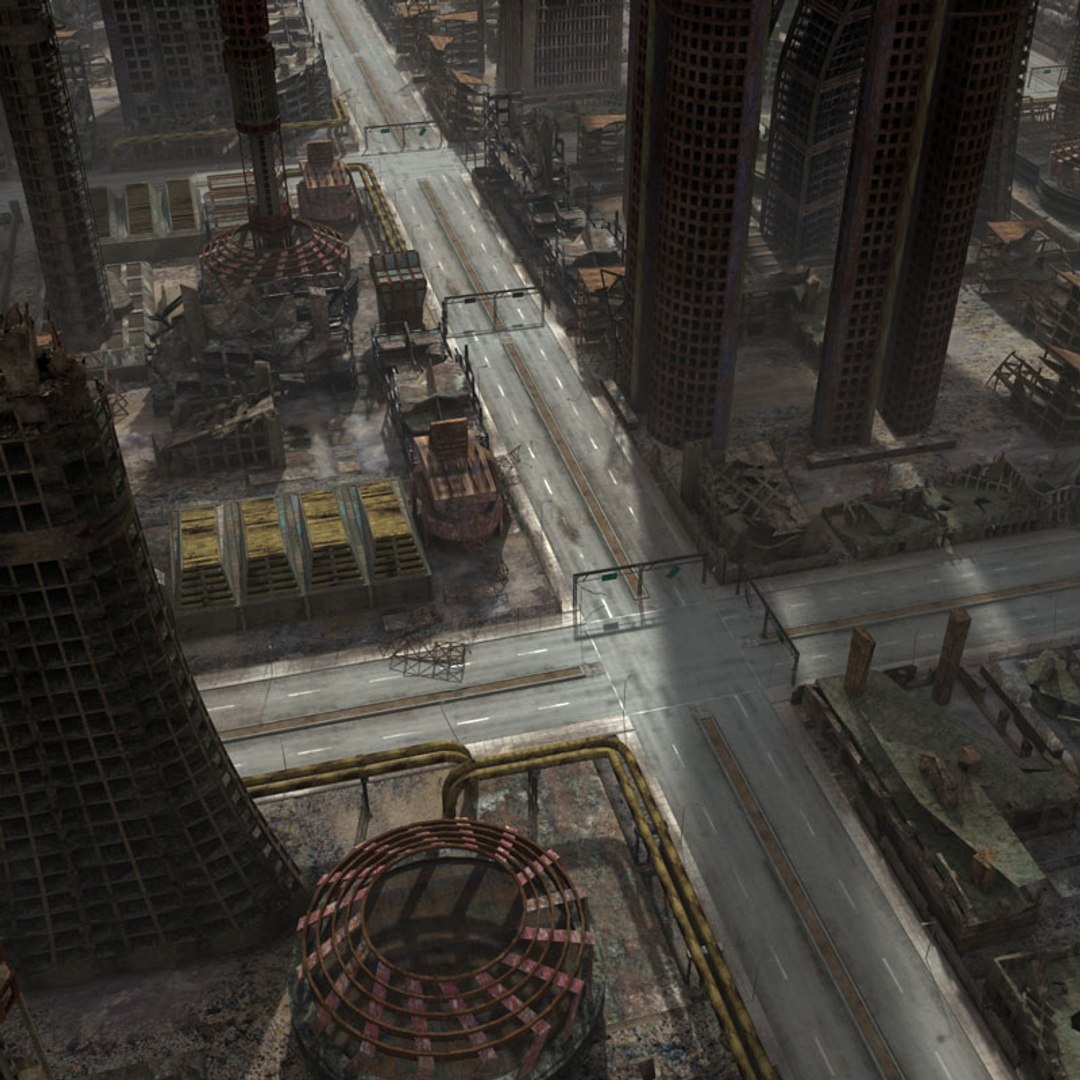 Ruined Destroyed City 3d Model