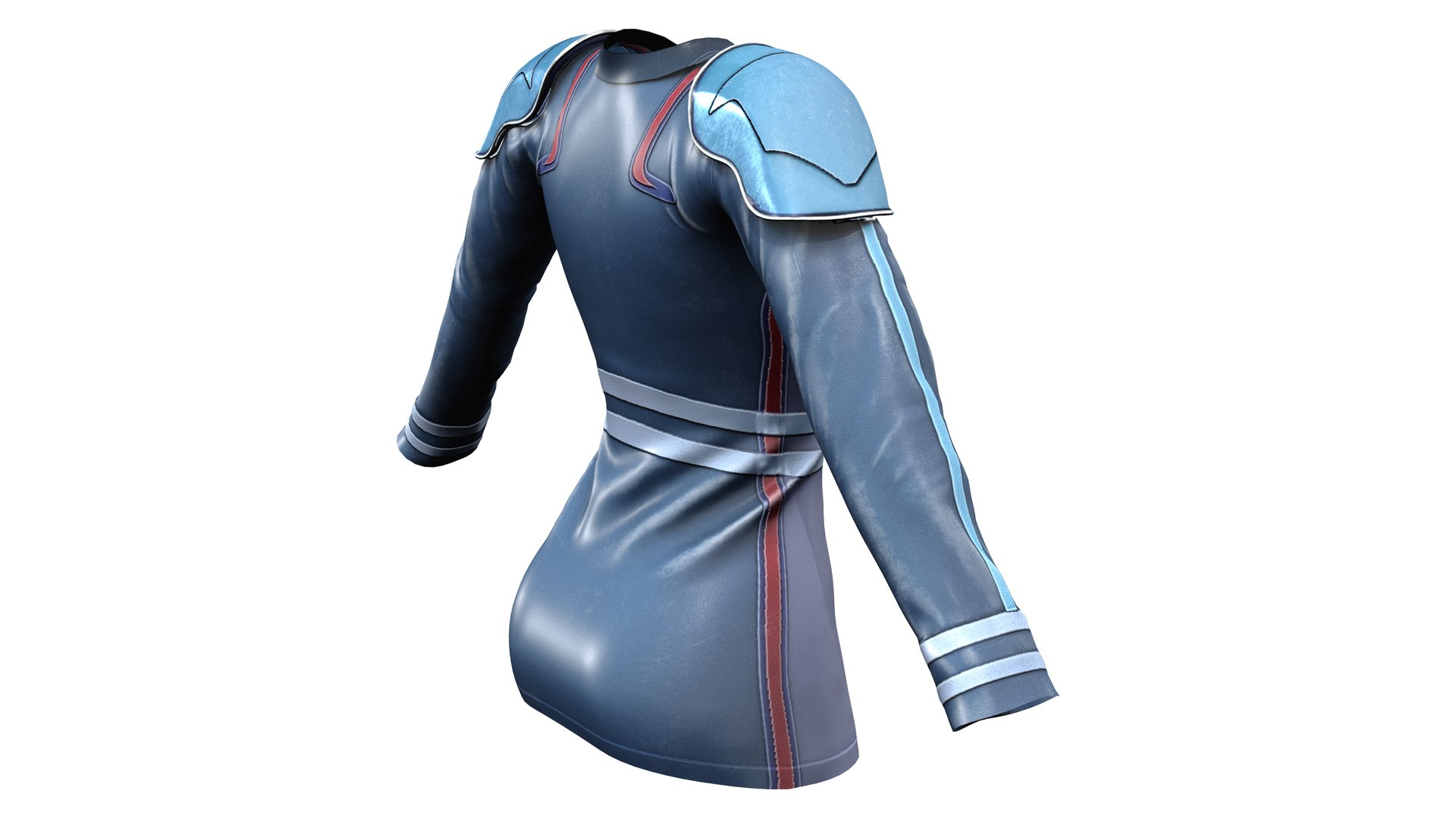 3D Futuristic Space Secretary Uniform With Shoulder Pads model ...