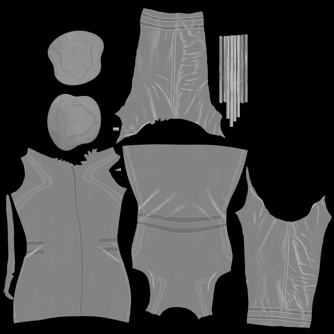 3D Futuristic Space Secretary Uniform With Shoulder Pads model ...