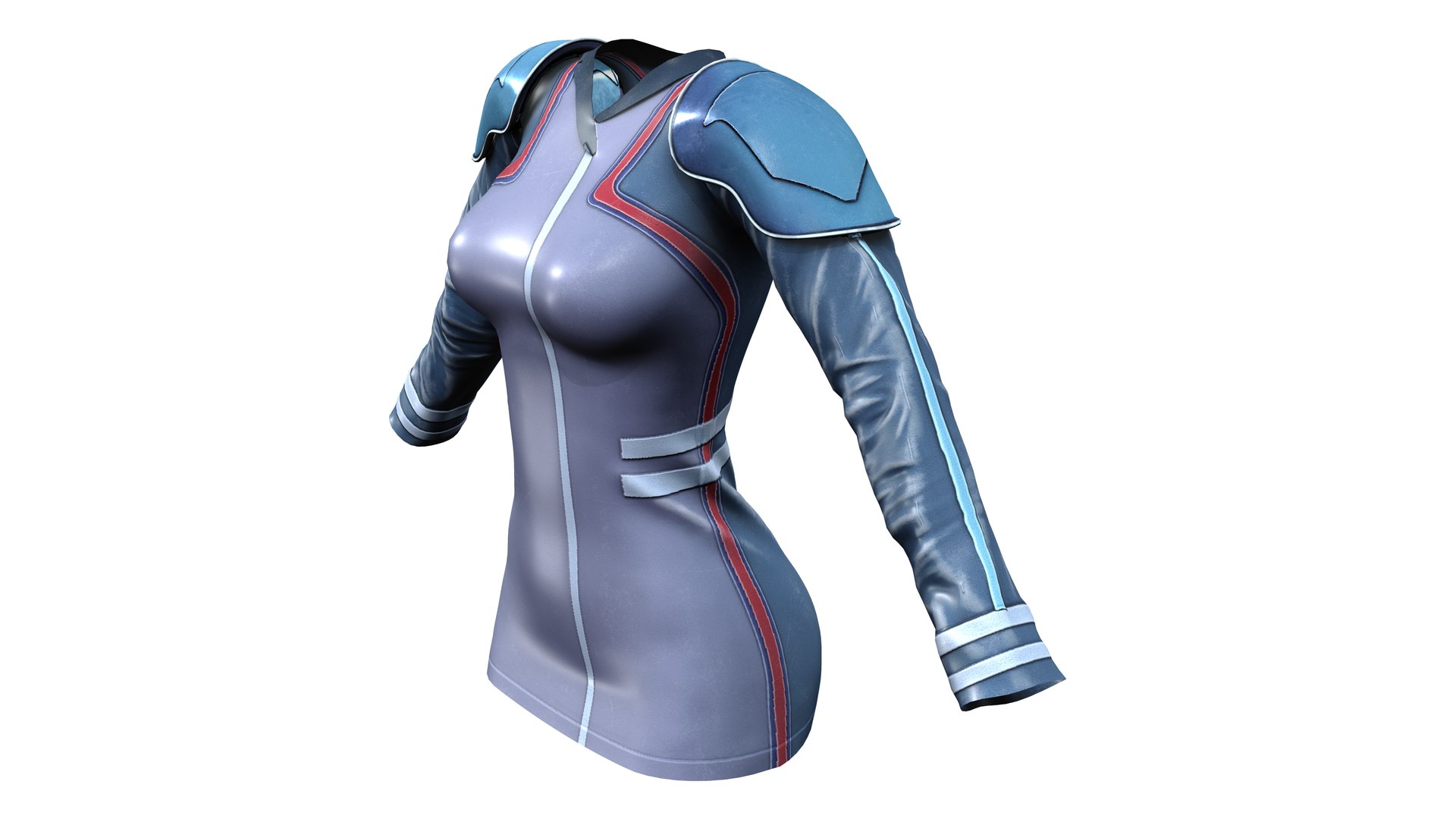 3D Futuristic Space Secretary Uniform With Shoulder Pads model ...