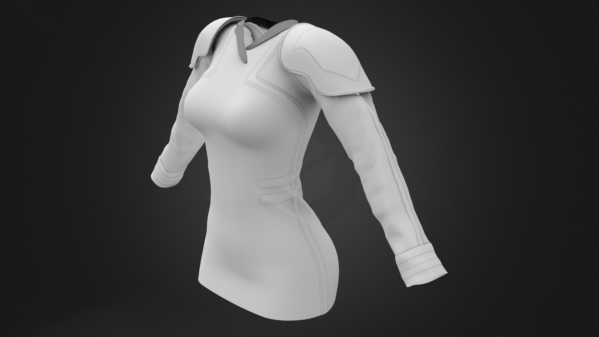 3D Futuristic Space Secretary Uniform With Shoulder Pads model ...