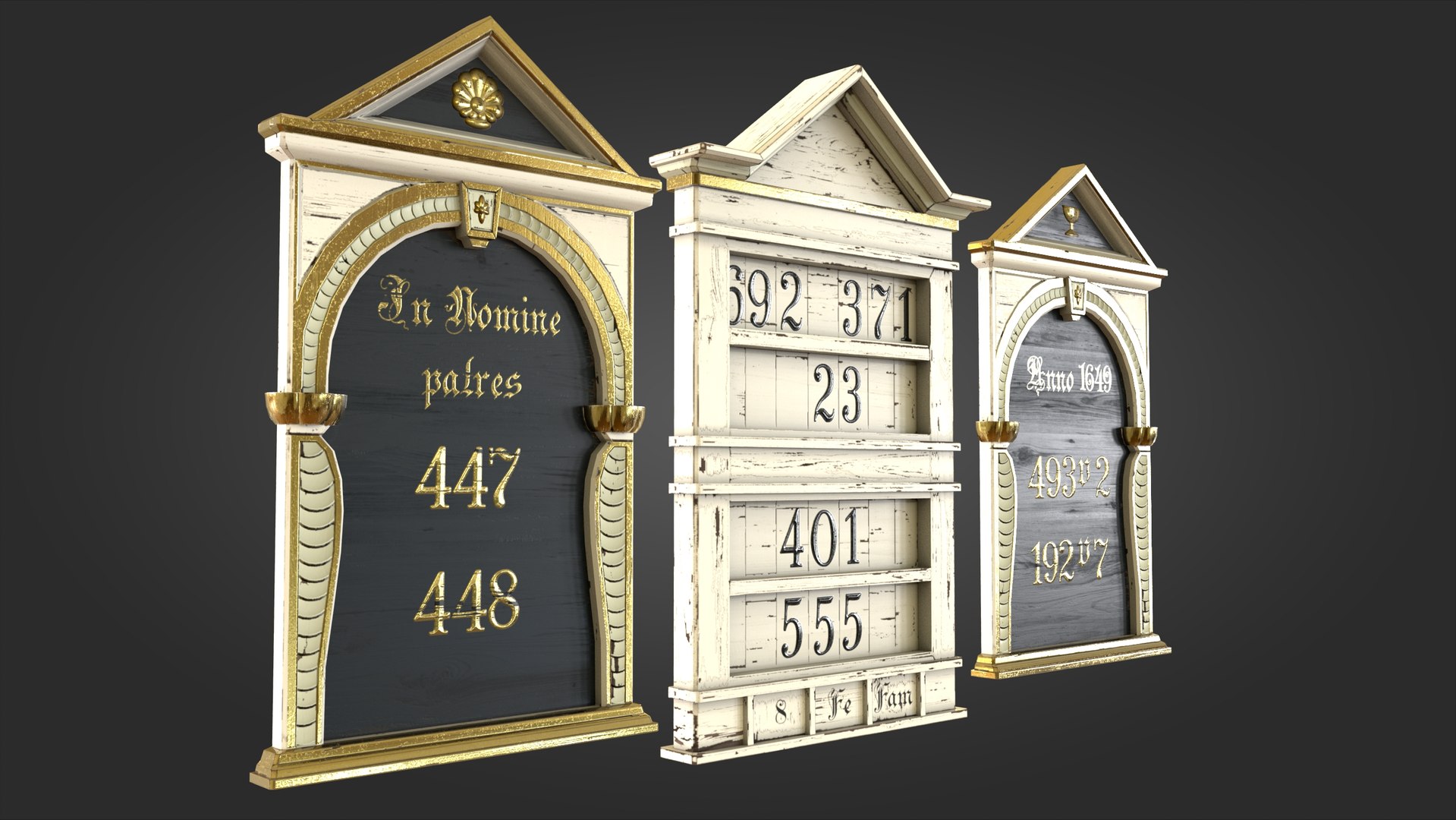 3D Antique Hymn Boards White - PBR - TurboSquid 1827516