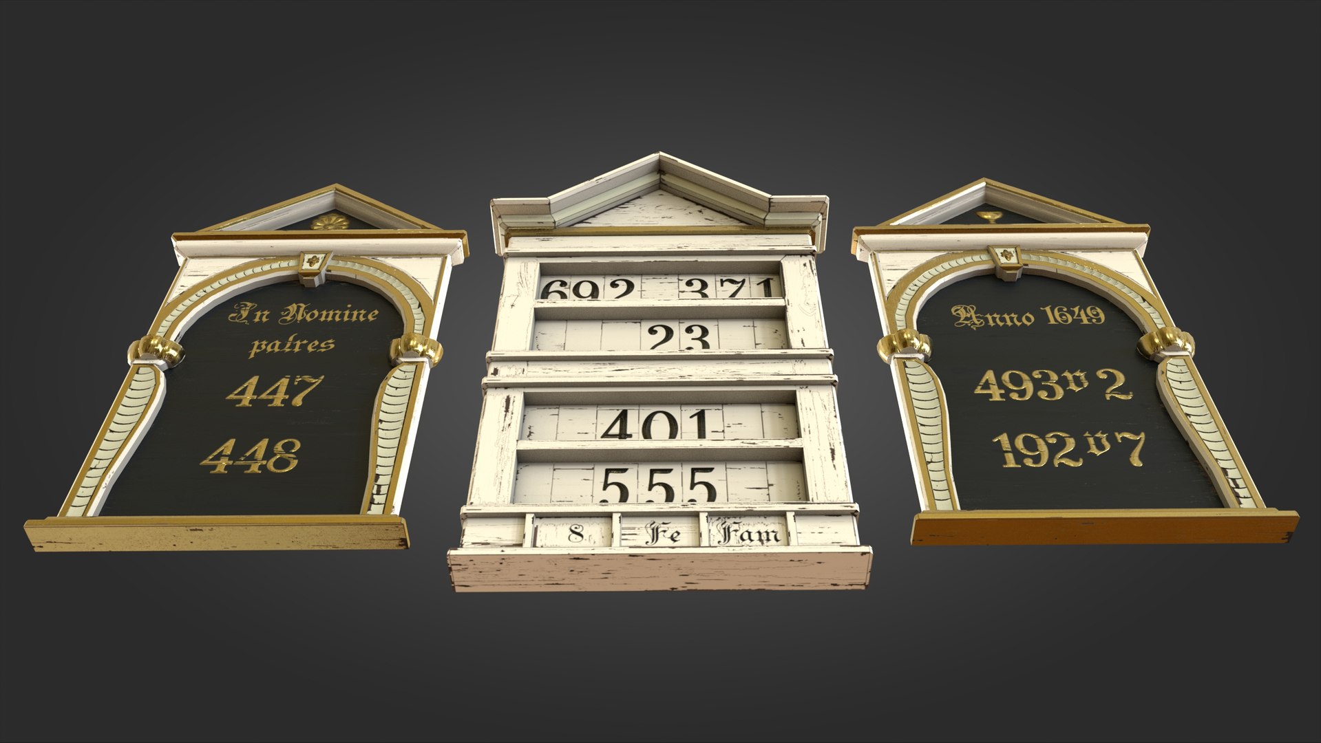 3D Antique Hymn Boards White - PBR - TurboSquid 1827516
