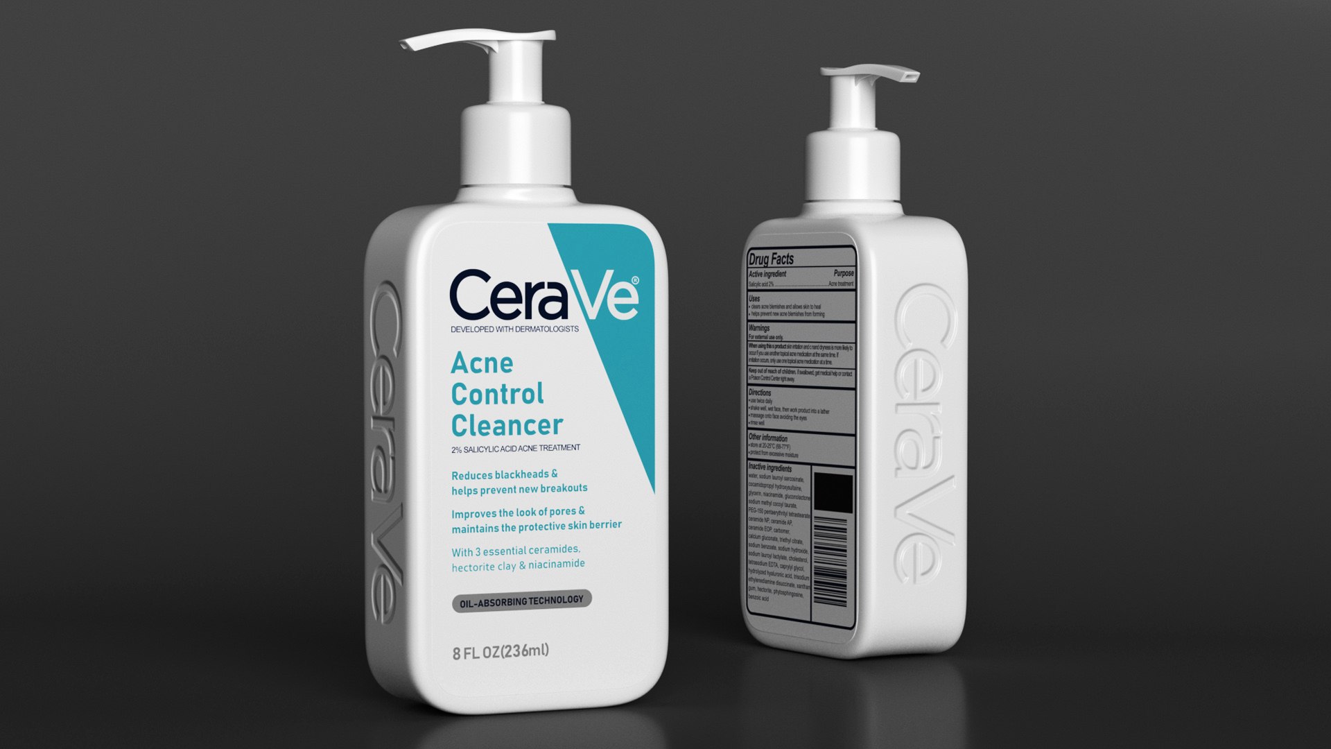 3D Model CeraVe Cleanser Dispenser Bottle 236 Ml Aquamarine ...