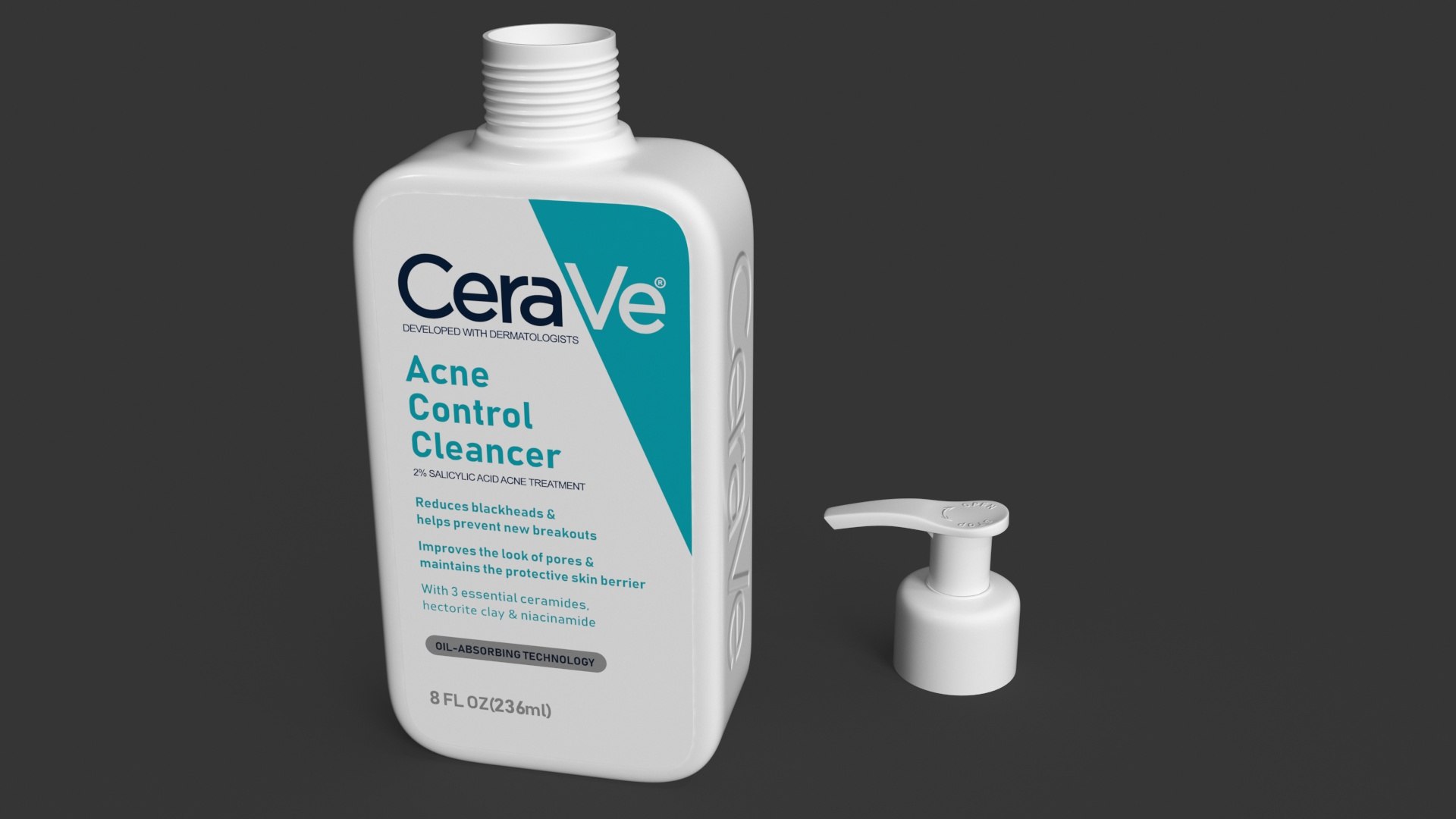 3D Model CeraVe Cleanser Dispenser Bottle 236 Ml Aquamarine ...