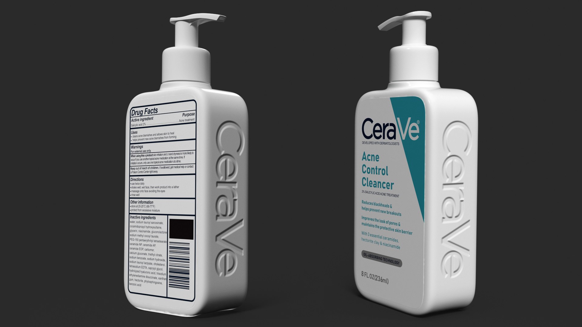 3D Model CeraVe Cleanser Dispenser Bottle 236 Ml Aquamarine ...