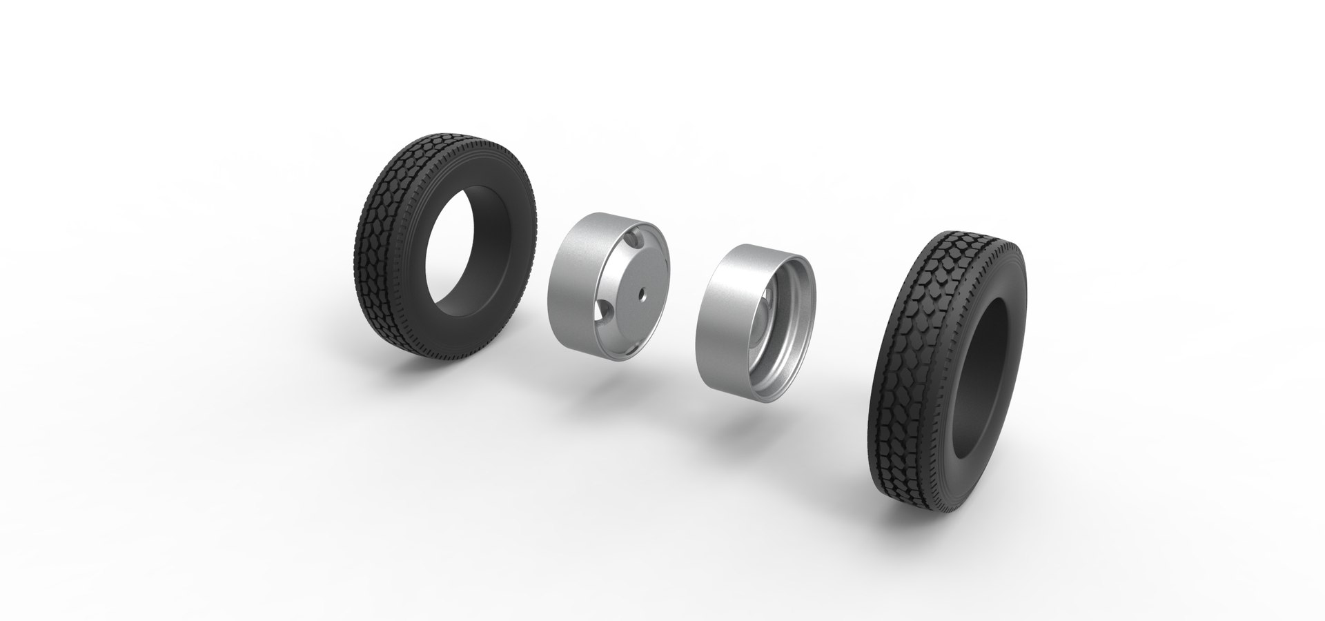 Diecast 4 Hole Budd Rear Double Wheel Of Old School Truck Scale 1 To 25 ...