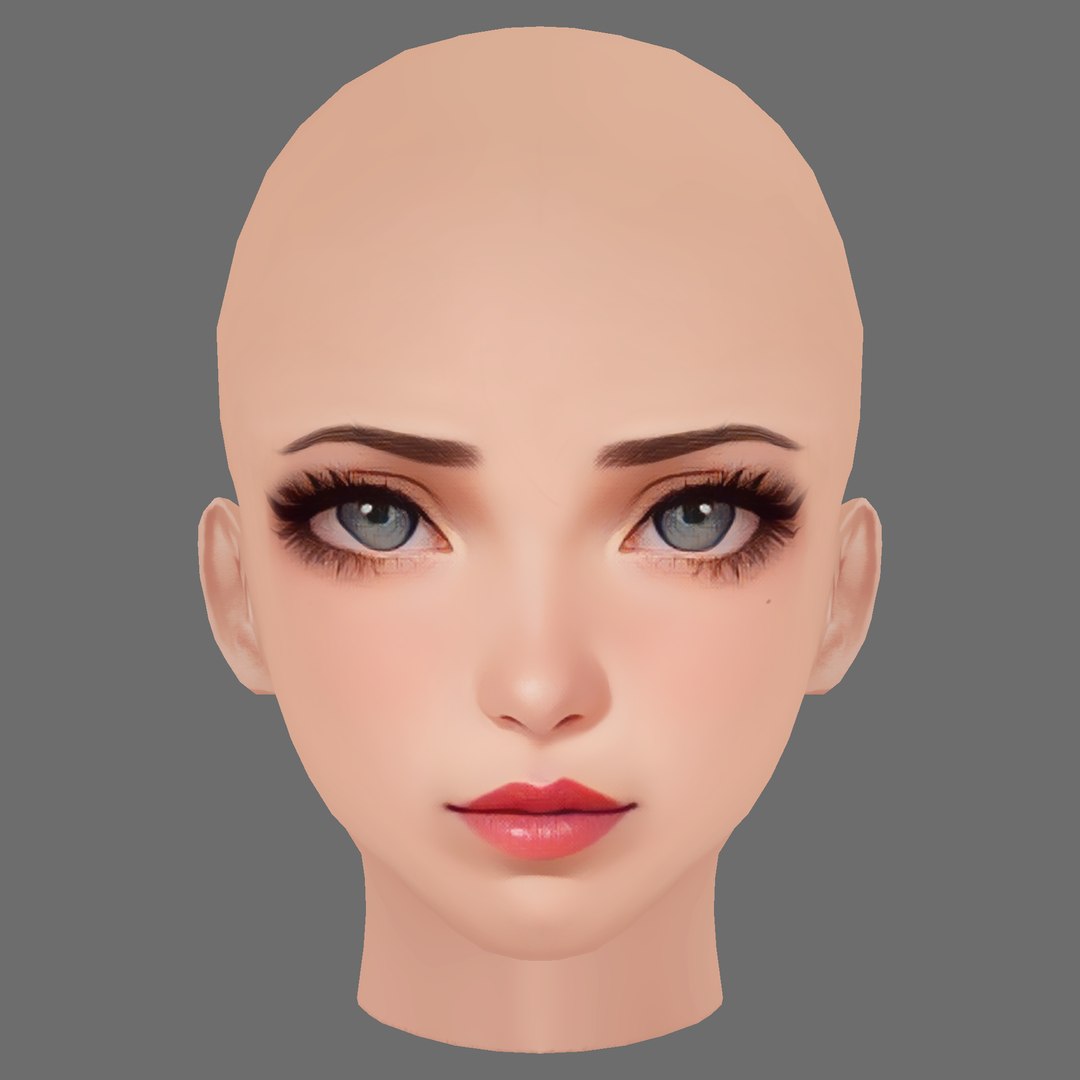 Cartoon Girl Head 01 - No Hair - Low Poly Head For Game 3D Model ...