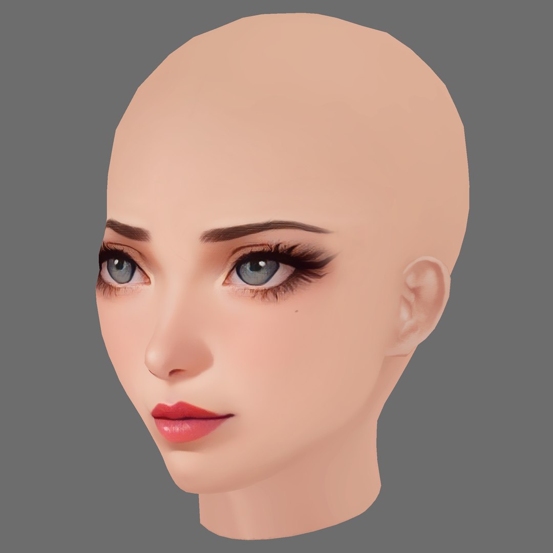 Cartoon Girl Head 01 - No Hair - Low Poly Head For Game 3D Model ...