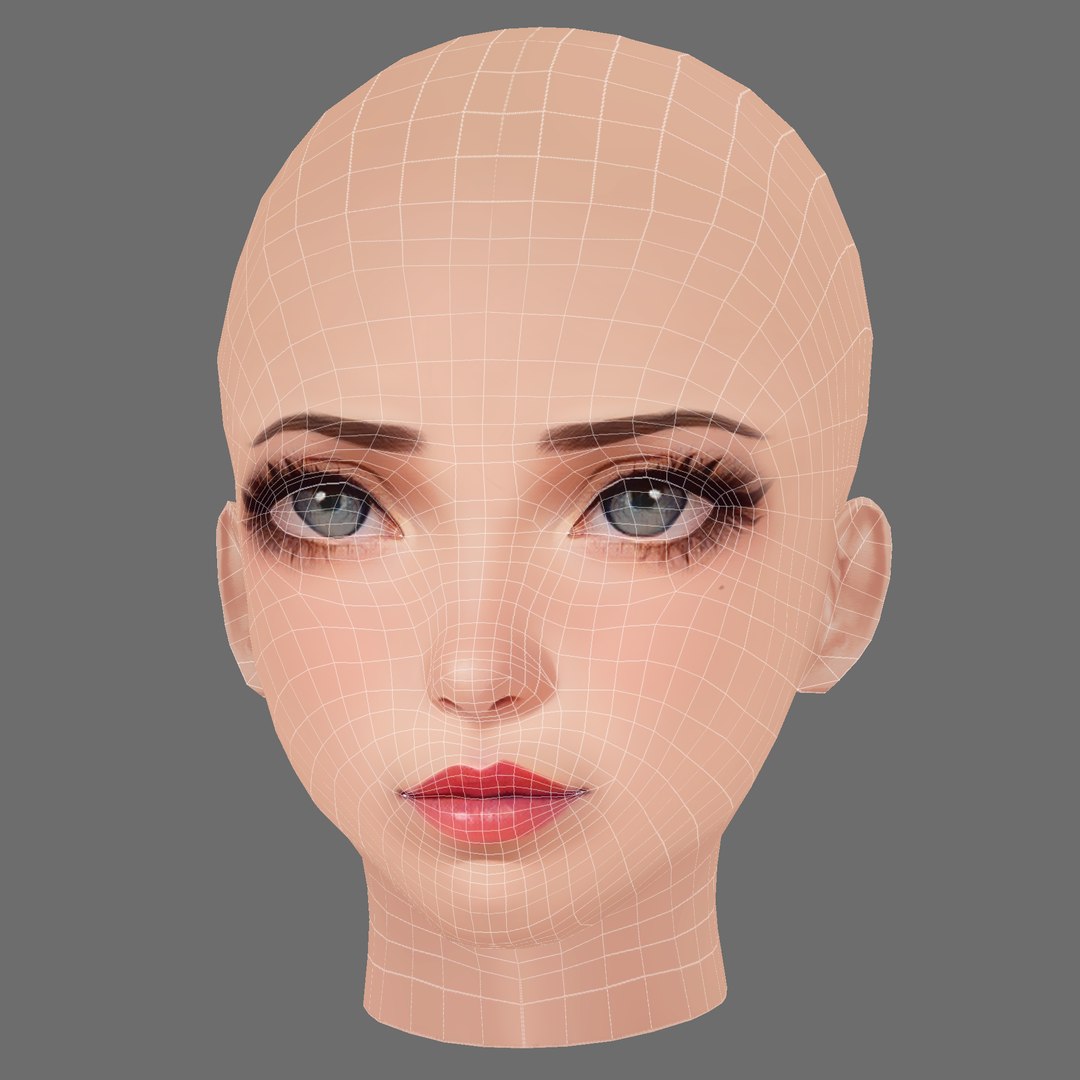 Cartoon Girl Head 01 - No Hair - Low Poly Head For Game 3D Model ...