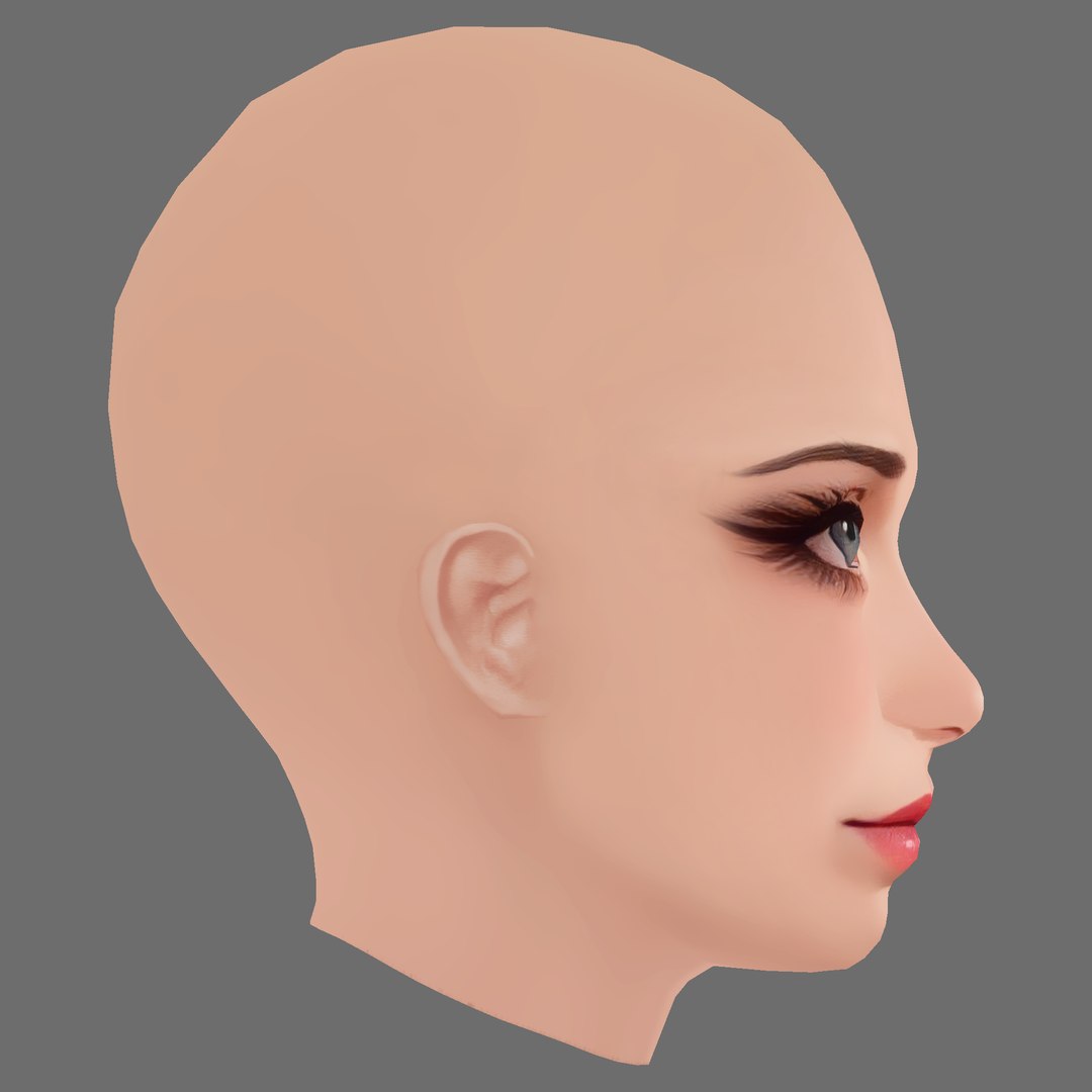 Cartoon Girl Head 01 - No Hair - Low Poly Head For Game 3D Model ...
