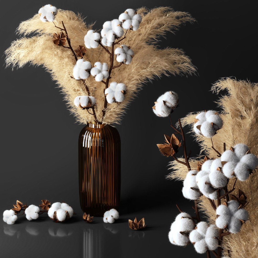 3D Cotton Flower Set -02 model - TurboSquid 2169191