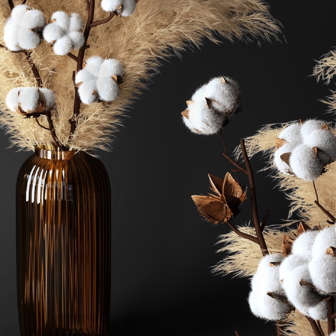 3D Cotton Flower Set -02 model - TurboSquid 2169191