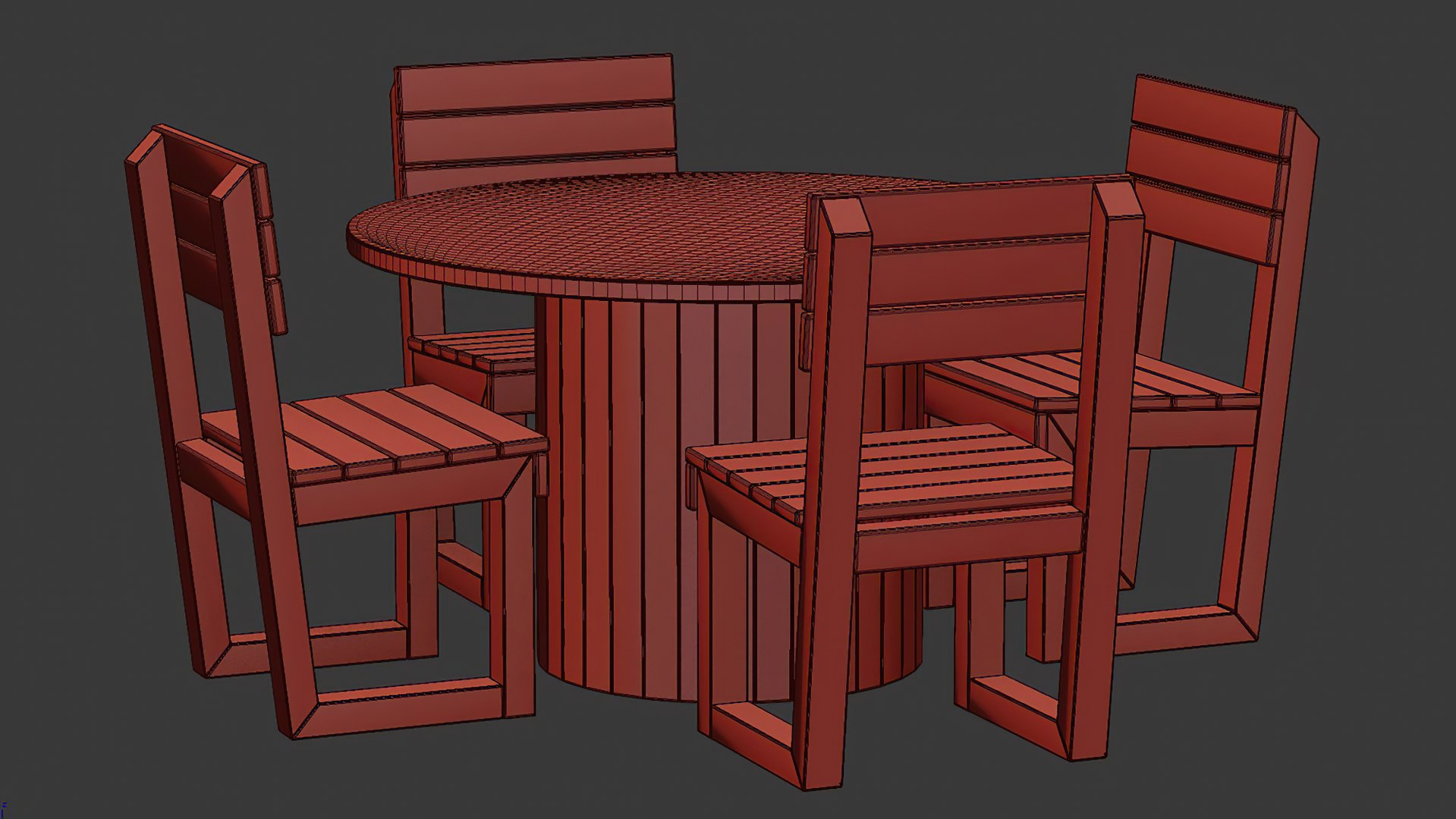 Nia Wooden Garden Dining Set V3 By Bpoint Design 3D - TurboSquid 2021864