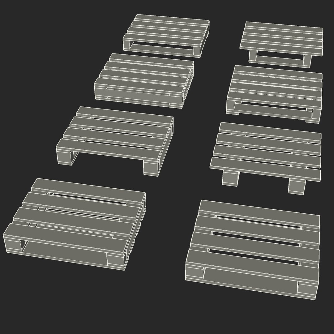 3d model 4 2 ways pallets